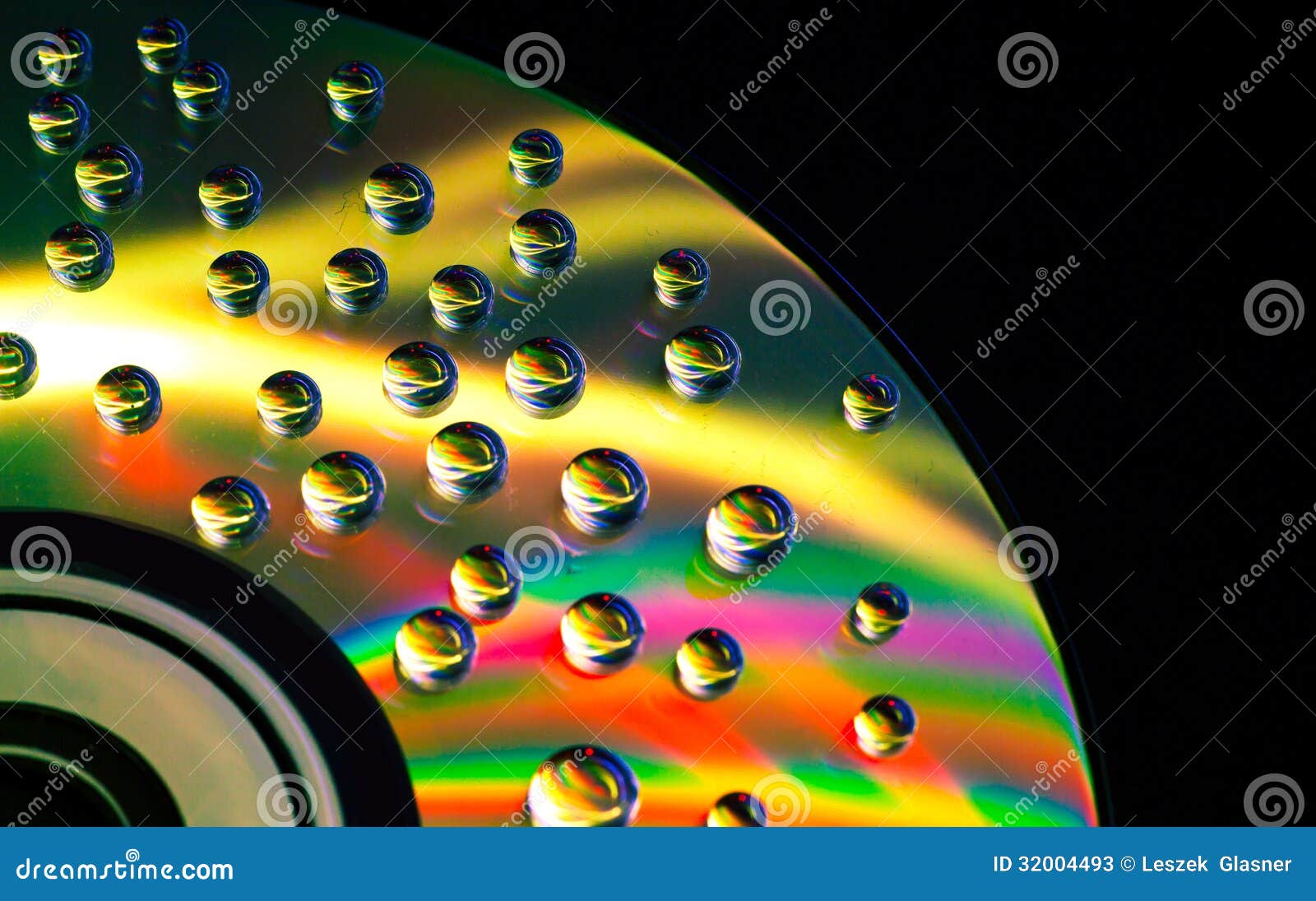 Abstract Music Background, Water Drops on CD/DVD Stock Image - Image of ...