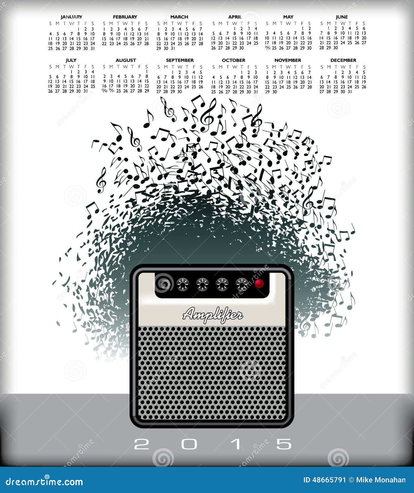 An Abstract 2015 Music Calendar Stock Vector - Illustration of future ...