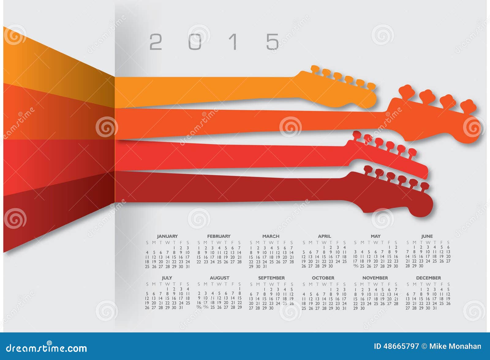 An Abstract 2015 Music Calendar Stock Vector - Illustration of music ...