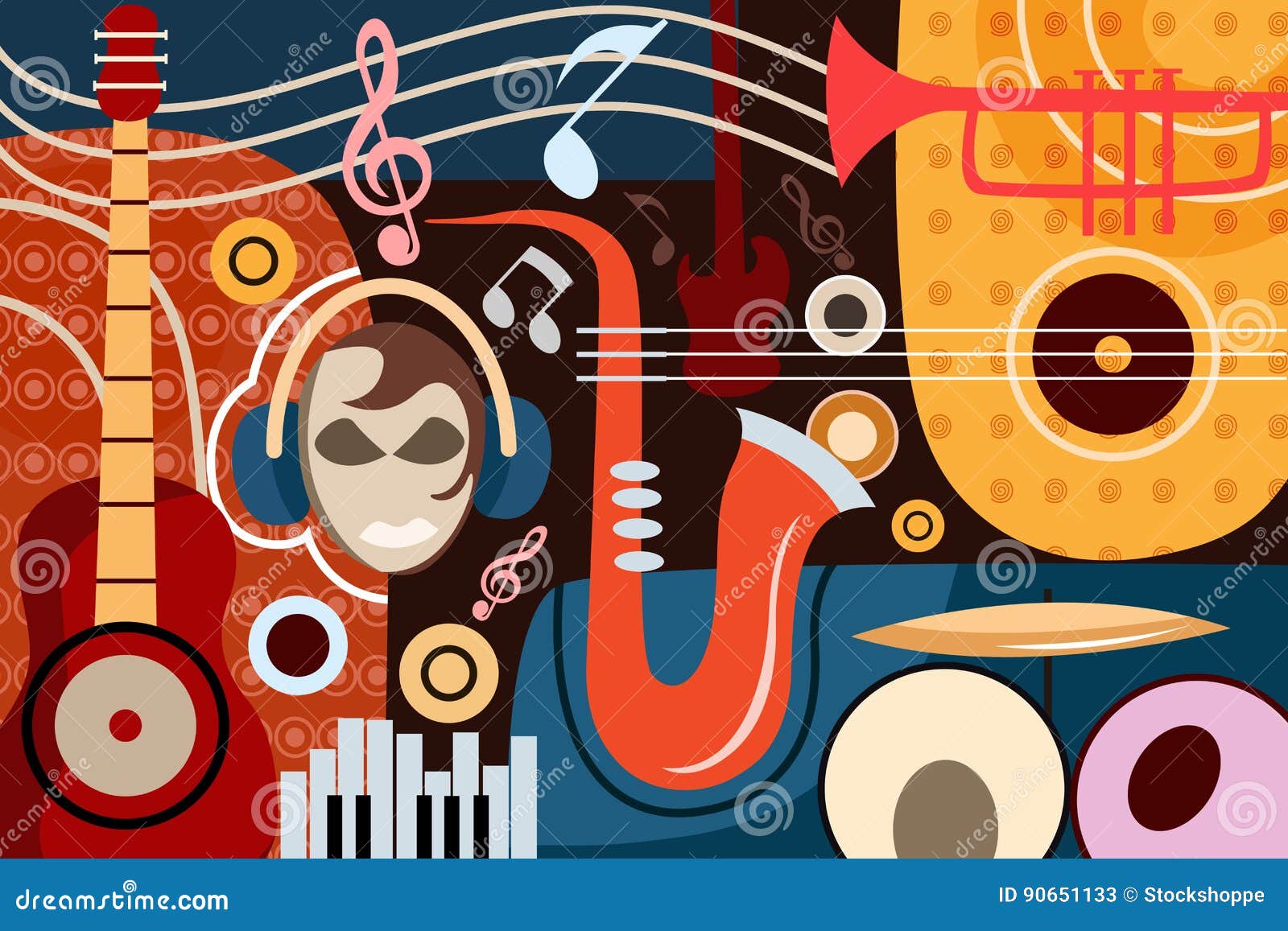 Abstract Music Collage Background Stock Vector - Illustration of ...