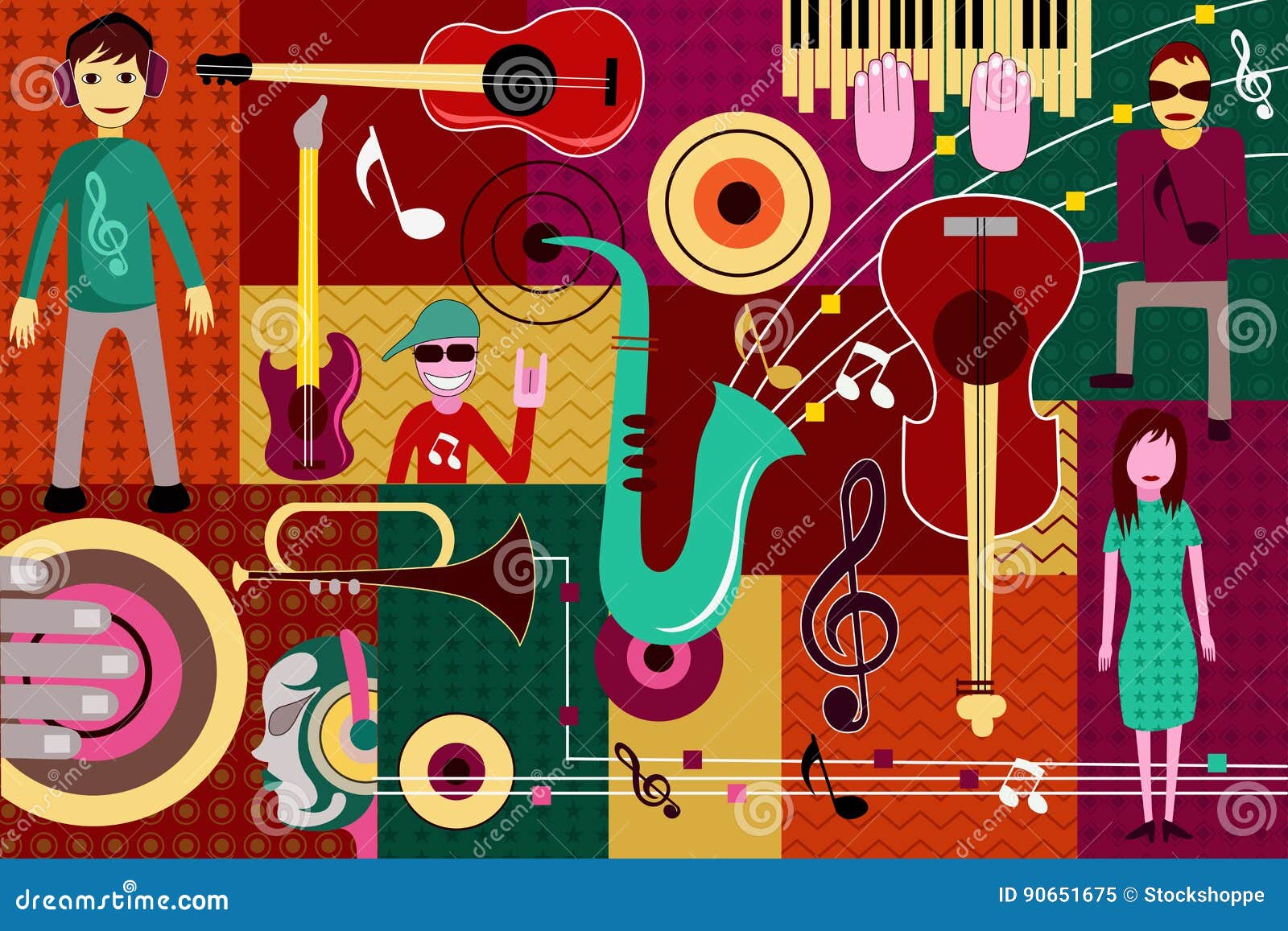 Abstract Music Collage Background Stock Vector - Illustration of ...