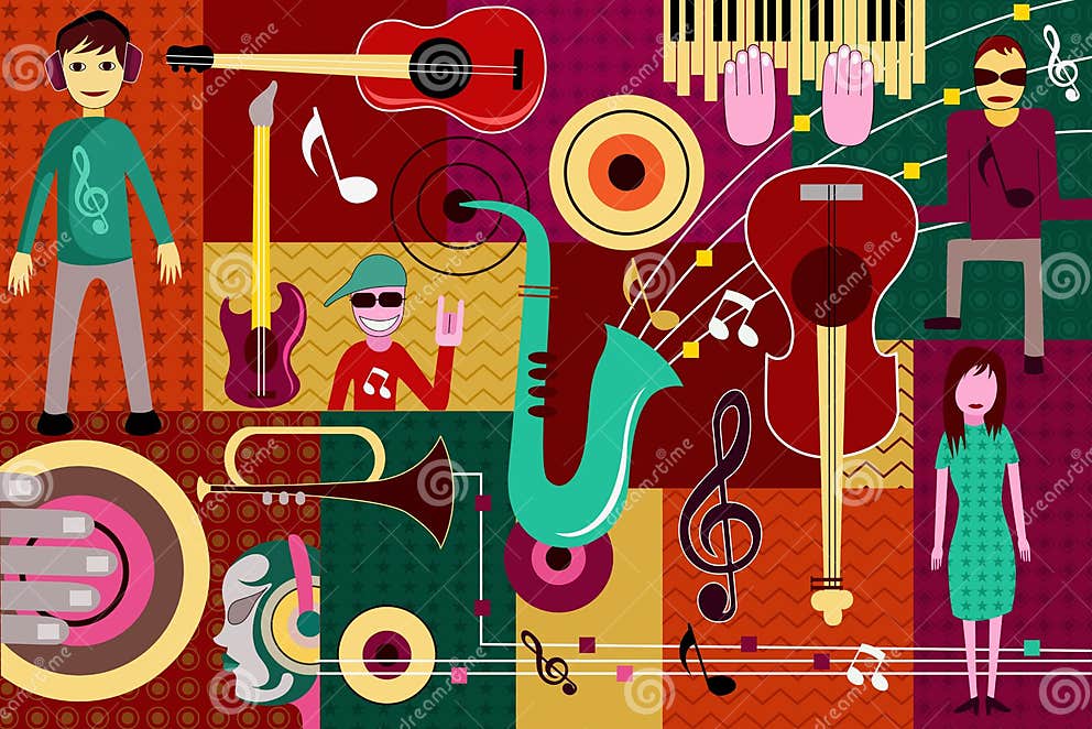 Abstract Music Collage Background Stock Vector - Illustration of ...