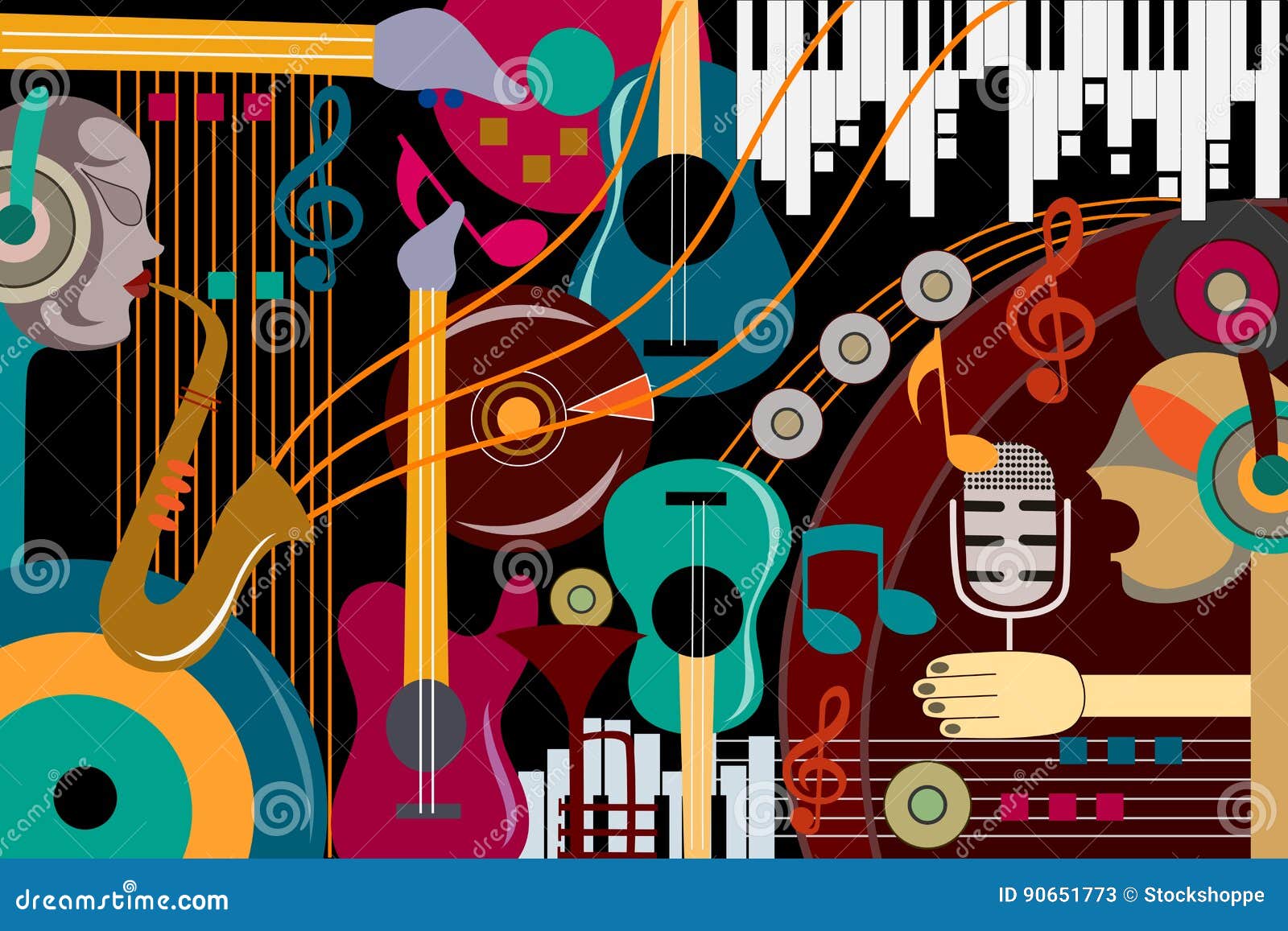 Abstract Music Collage Background Stock Vector - Illustration of ...