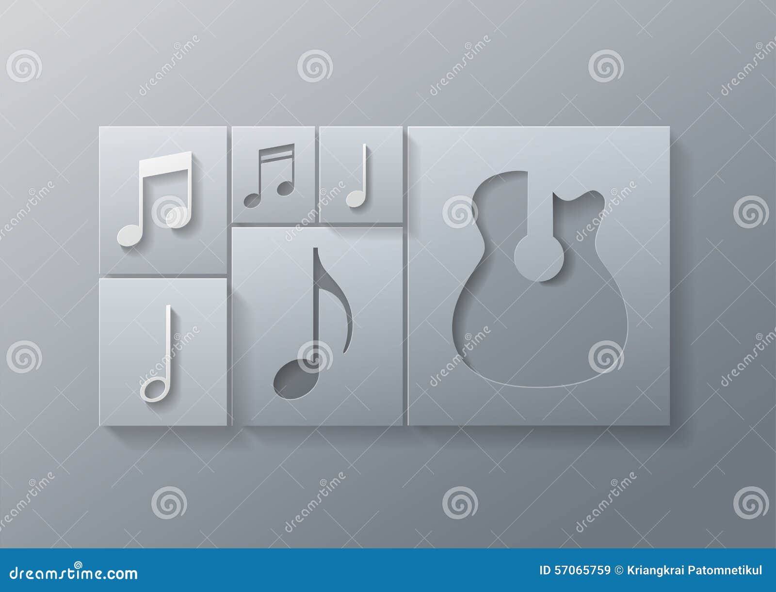 Abstract Music Guitar with Notes Design Template Stock Vector ...