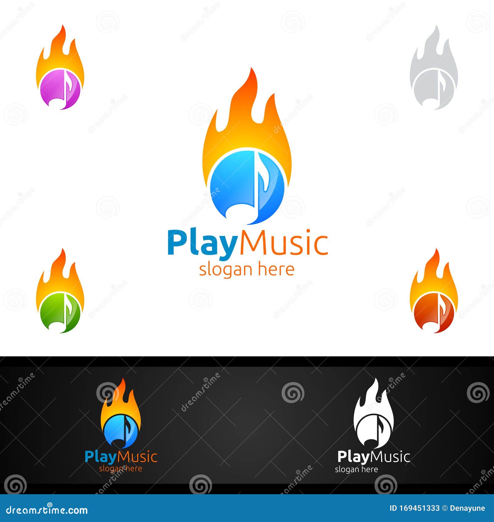Music Logo with Note and Fire Concept Stock Vector - Illustration of ...