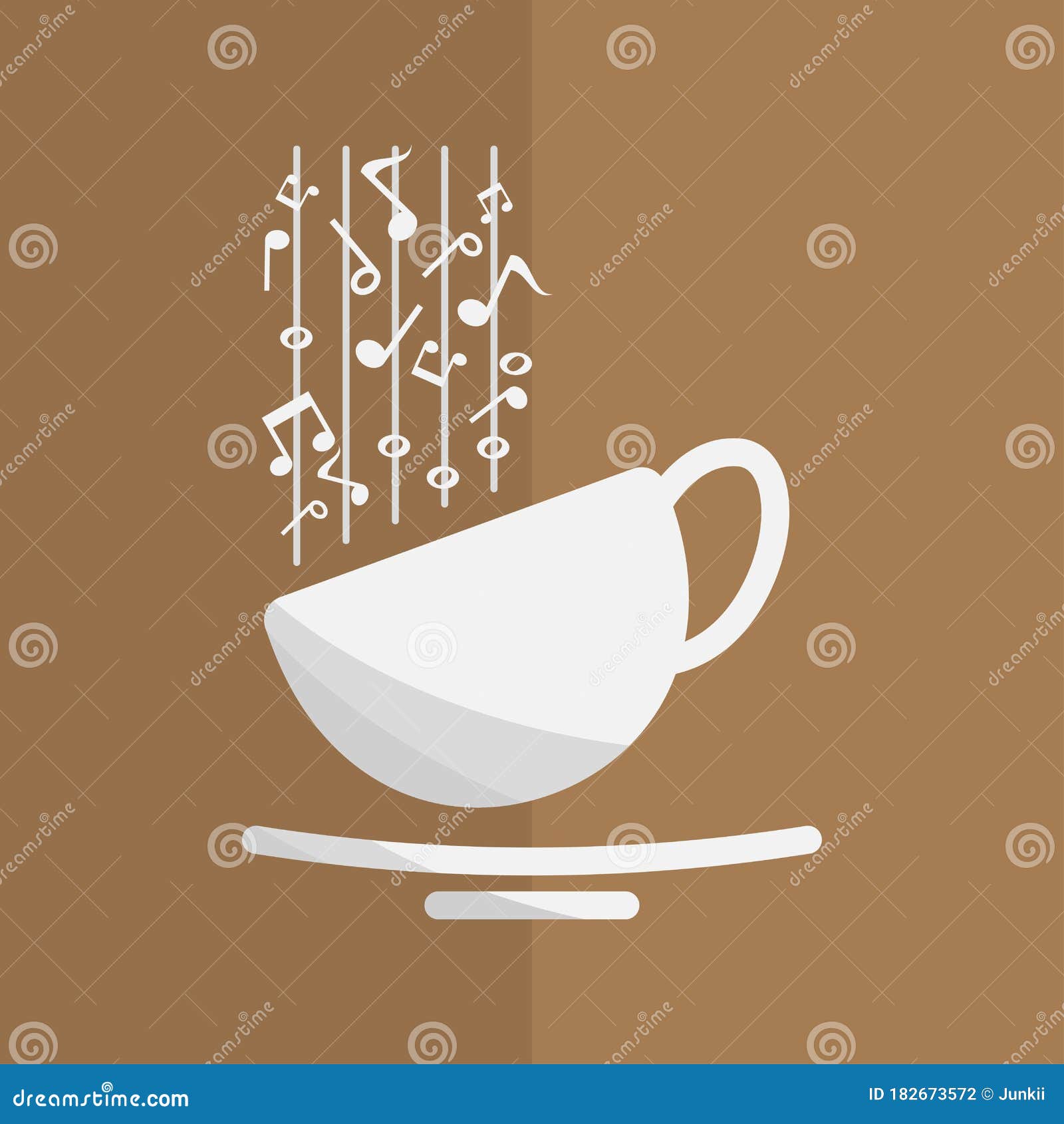 Abstract Musical Note Steam and Coffee Cup Flat Vector Design Stock ...