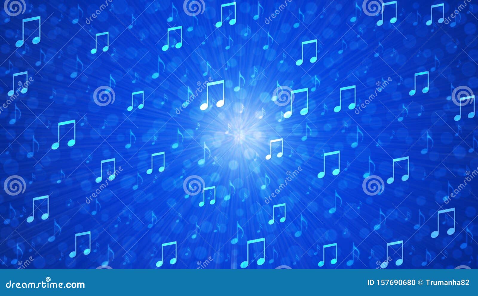 Abstract Music Notes Blast in Blurry Blue Background Stock Illustration ...