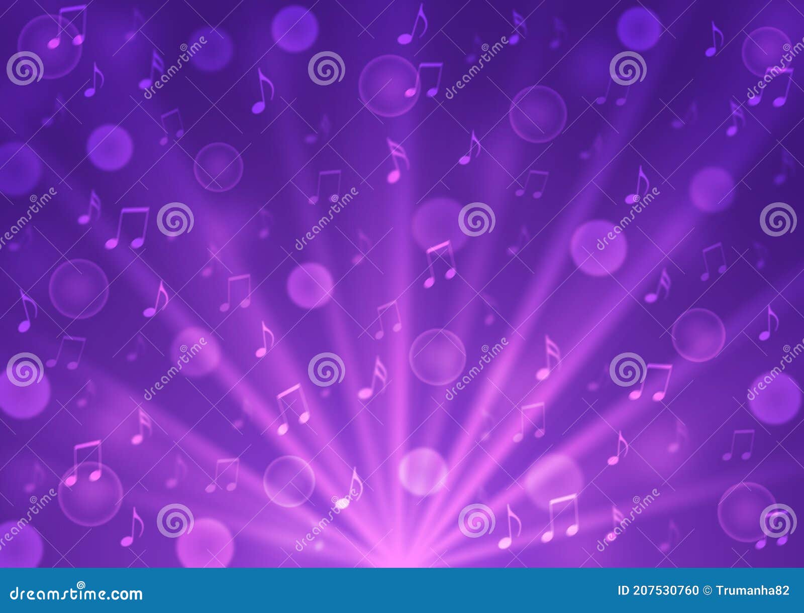 Abstract Music Notes, Light Rays, Bokeh and Bubbles in Dark Pink and ...
