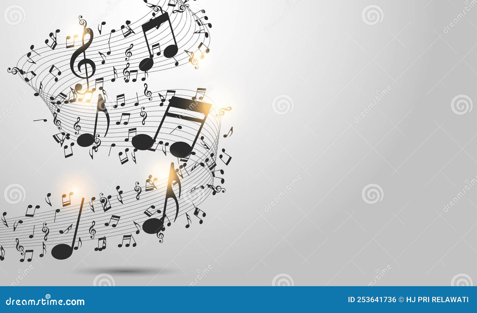 Abstract Music Notes on Line Wave Background Stock Vector ...