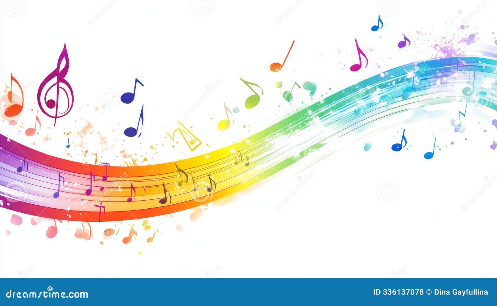 Abstract Music Notes in Rainbow Colors on a White Background. Stock ...
