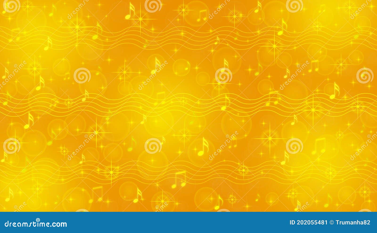 Abstract Music Notes and Staves in Yellow Background Stock Image ...