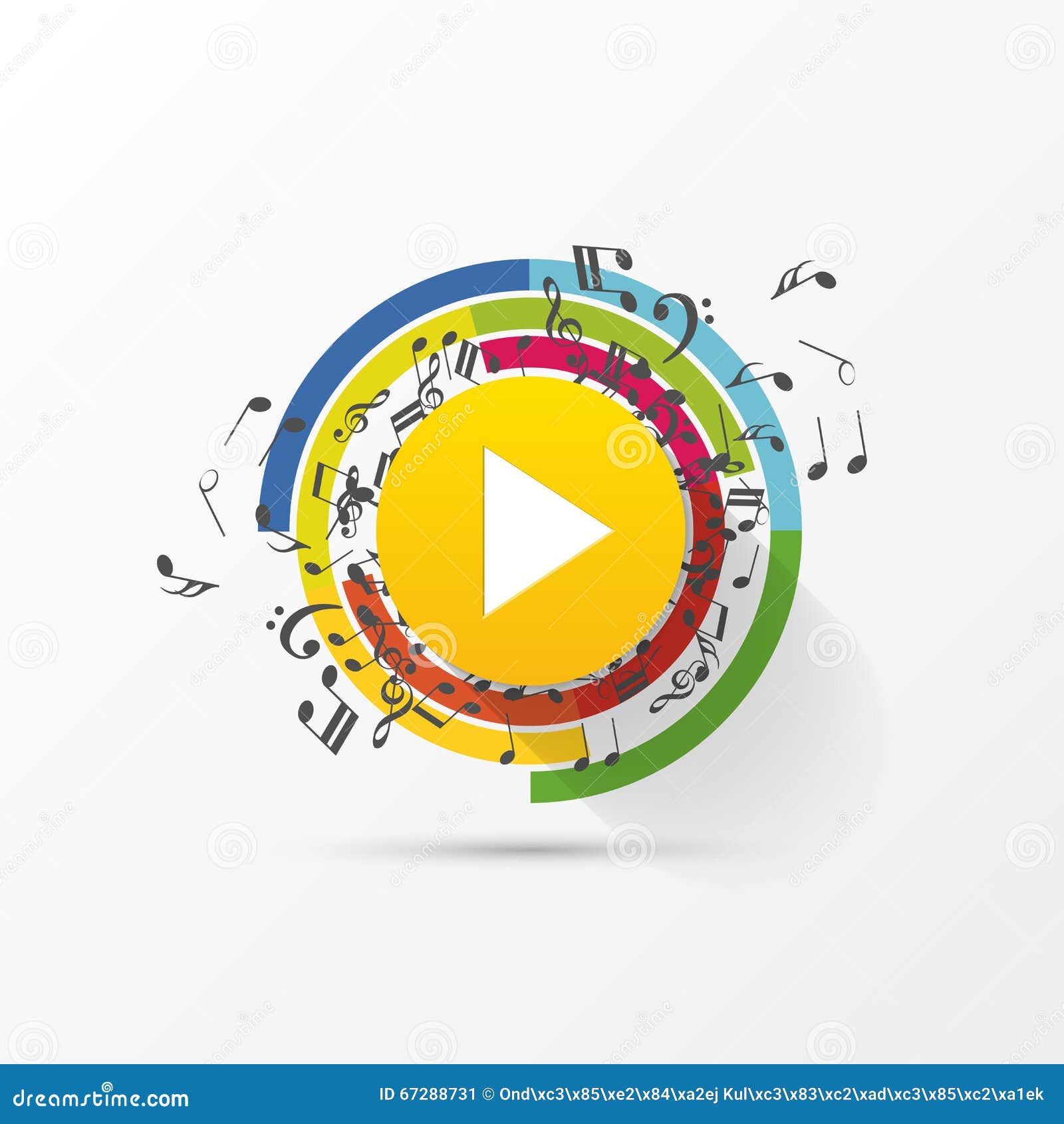 Abstract Music Play Button with Note. Vector Stock Vector ...
