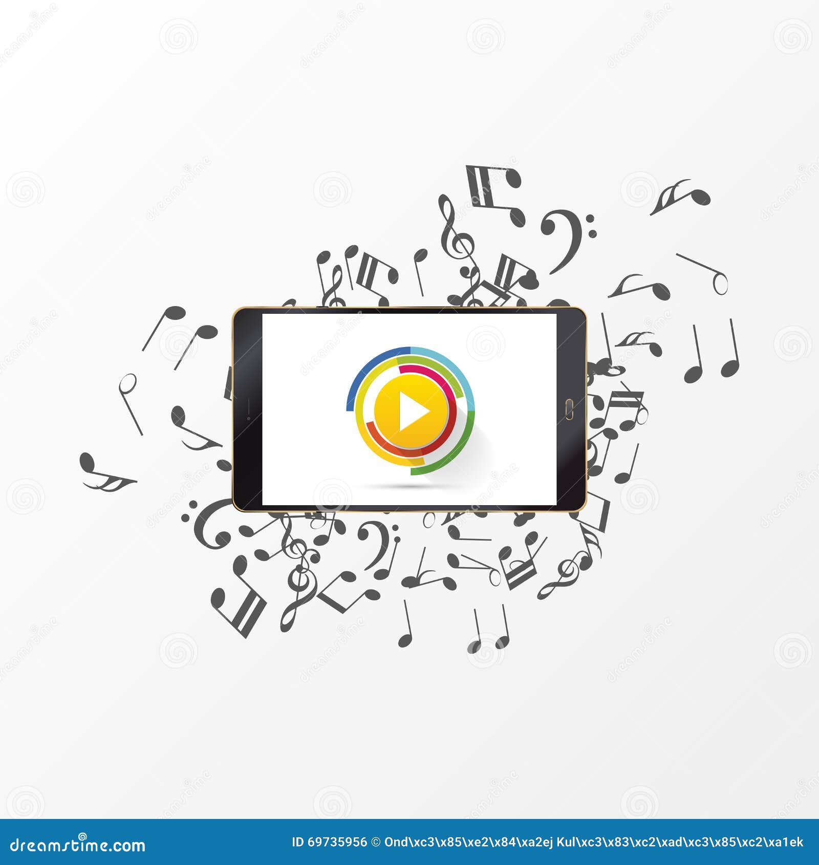 Abstract Music Play Button with Note. Vector Stock Vector ...
