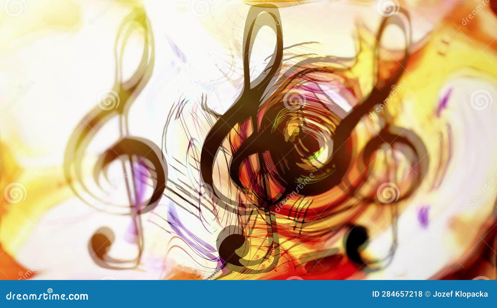 Abstract Music Theme Background with Clef, Modern Design in Sun Light ...