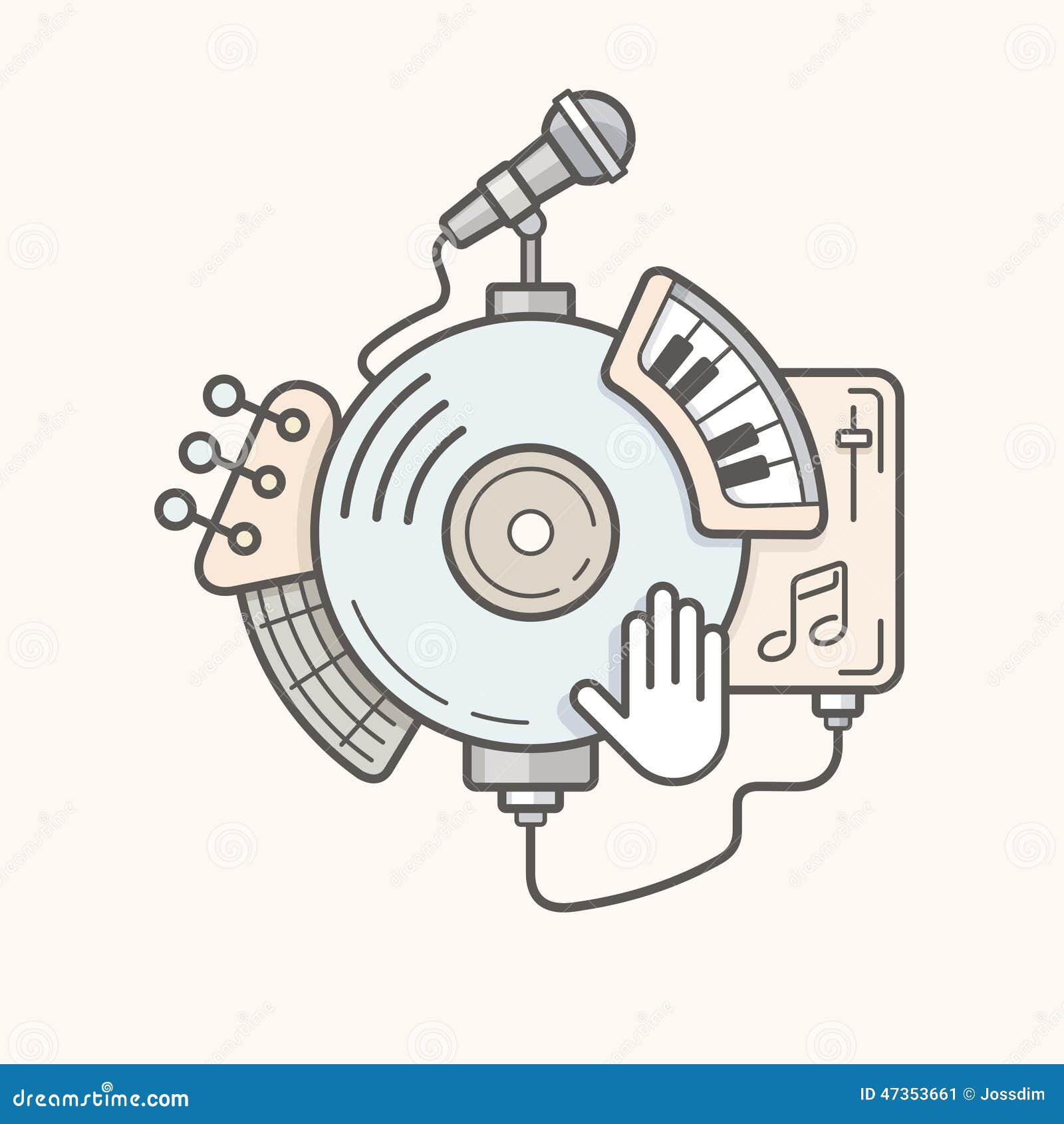 Abstract Music Tools Line Icon Stock Vector - Illustration of control ...