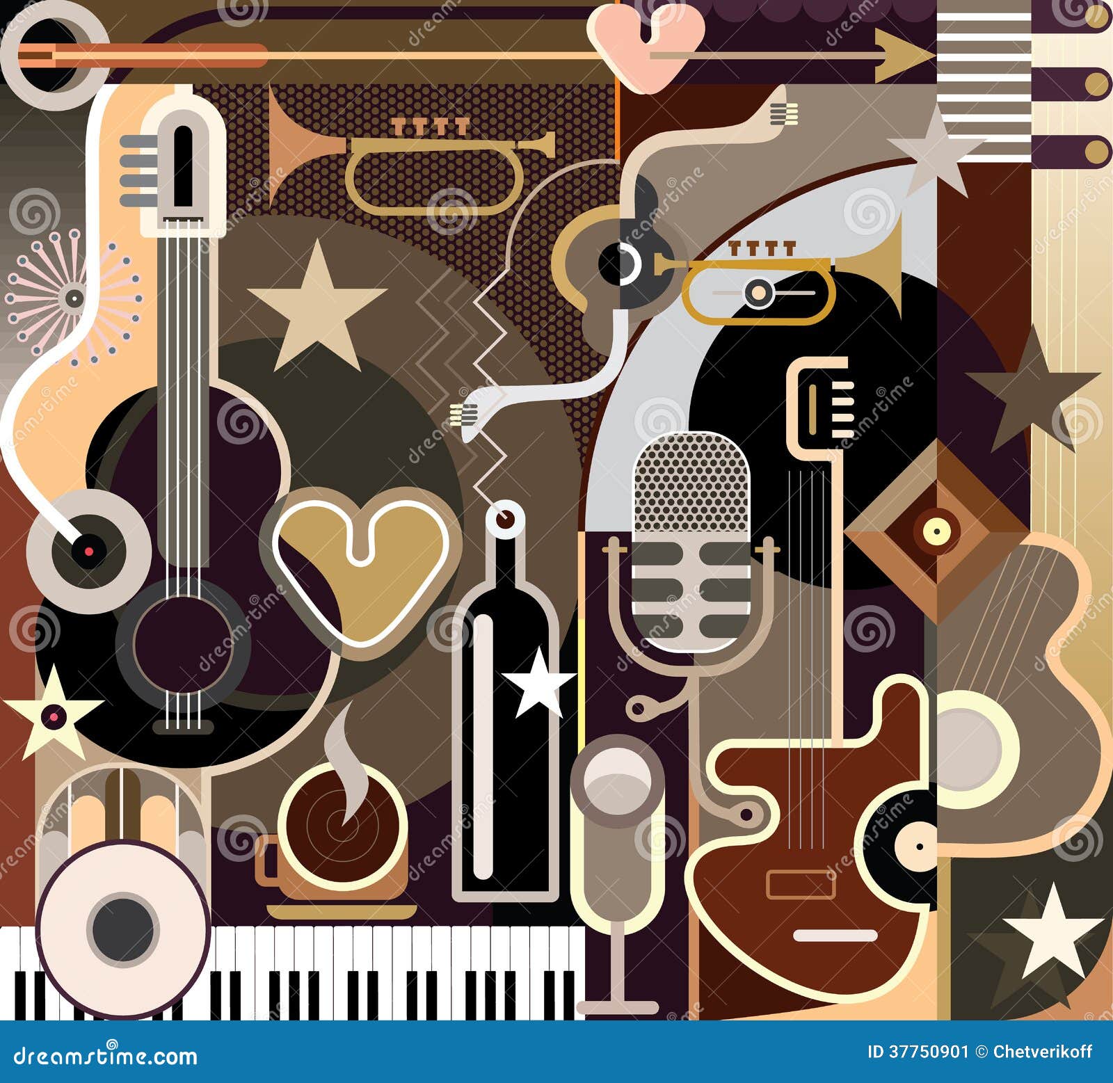 Collage Of Musical Notes And Musical Equipments Royalty-Free Stock ...