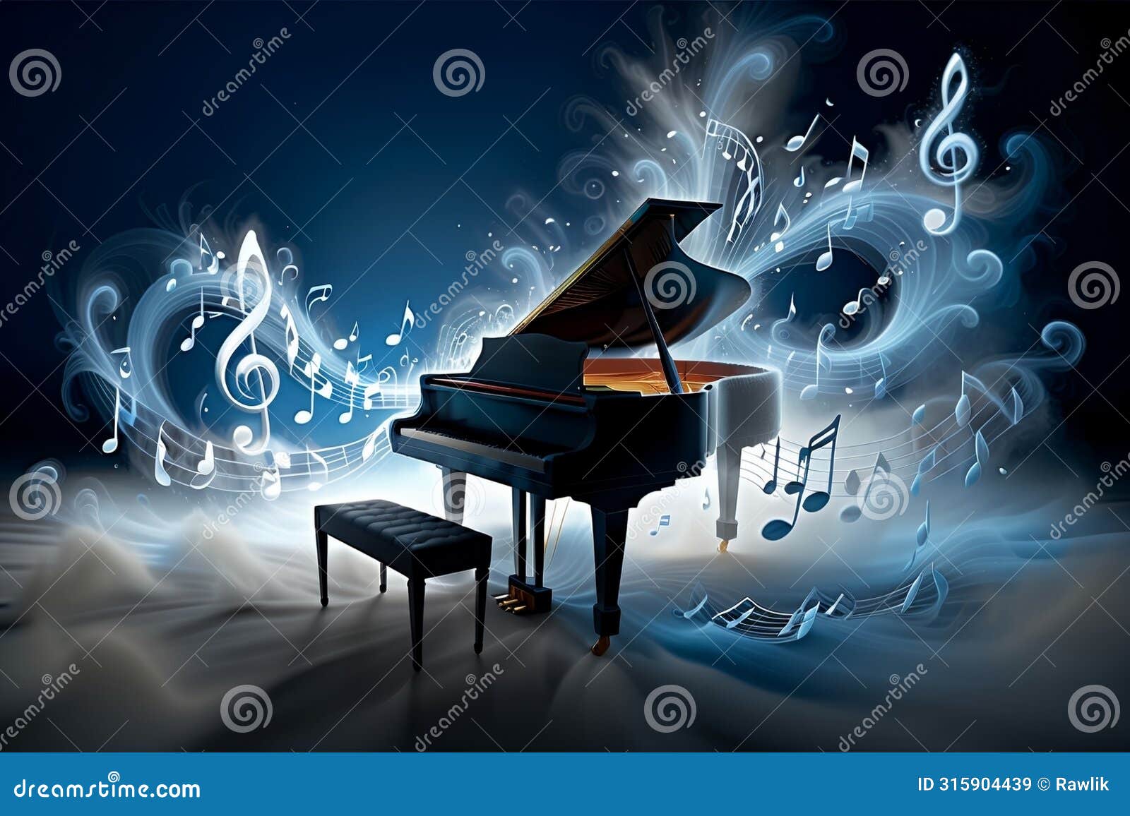 Abstract Musical Background with Piano and Notes Stock Image - Image of ...