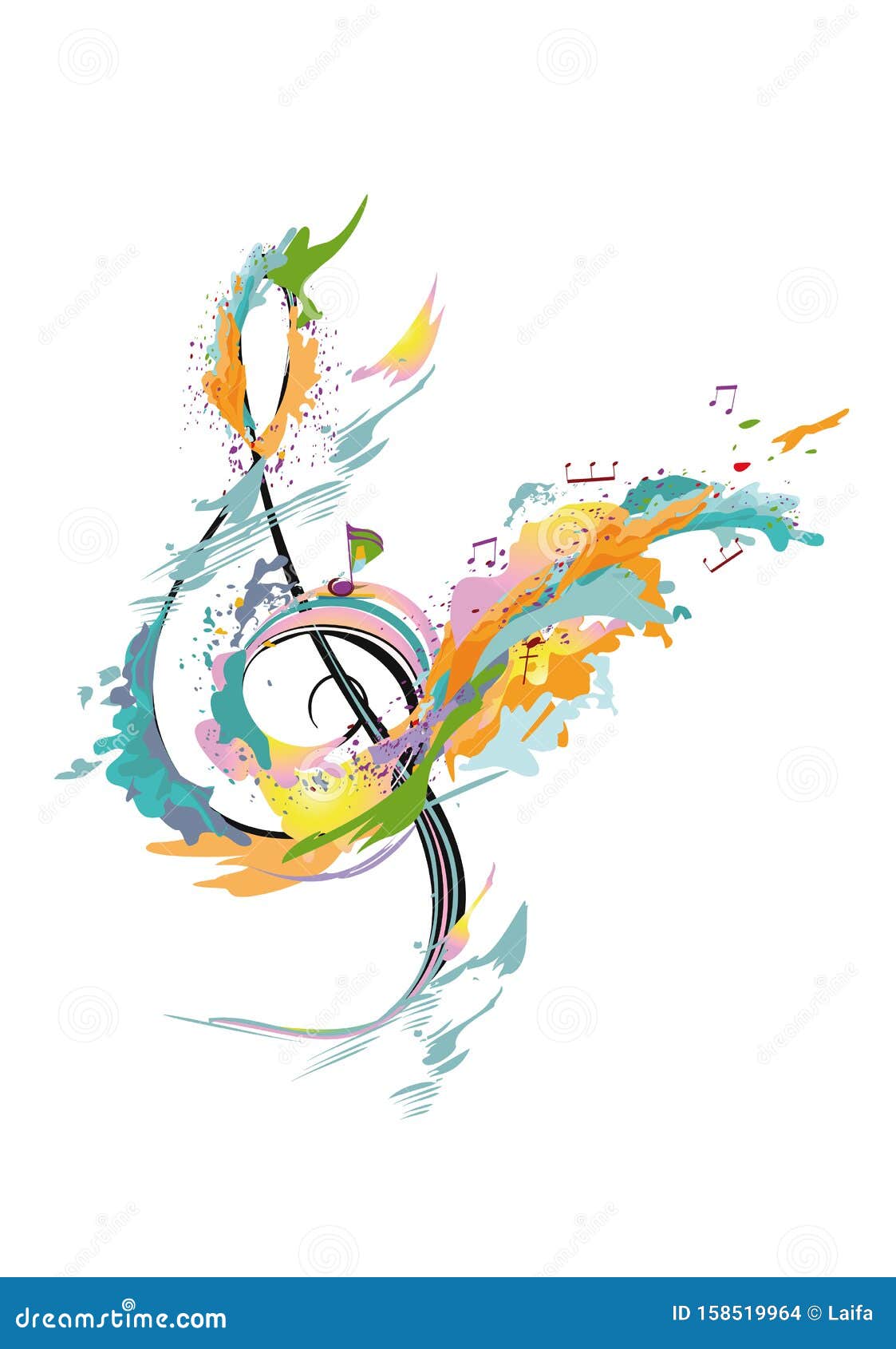 Abstract Musical Design with a Treble Clef and Colorful Splashes and ... Abstract Musical Design with a Treble Clef and Colorful Splashes and ...