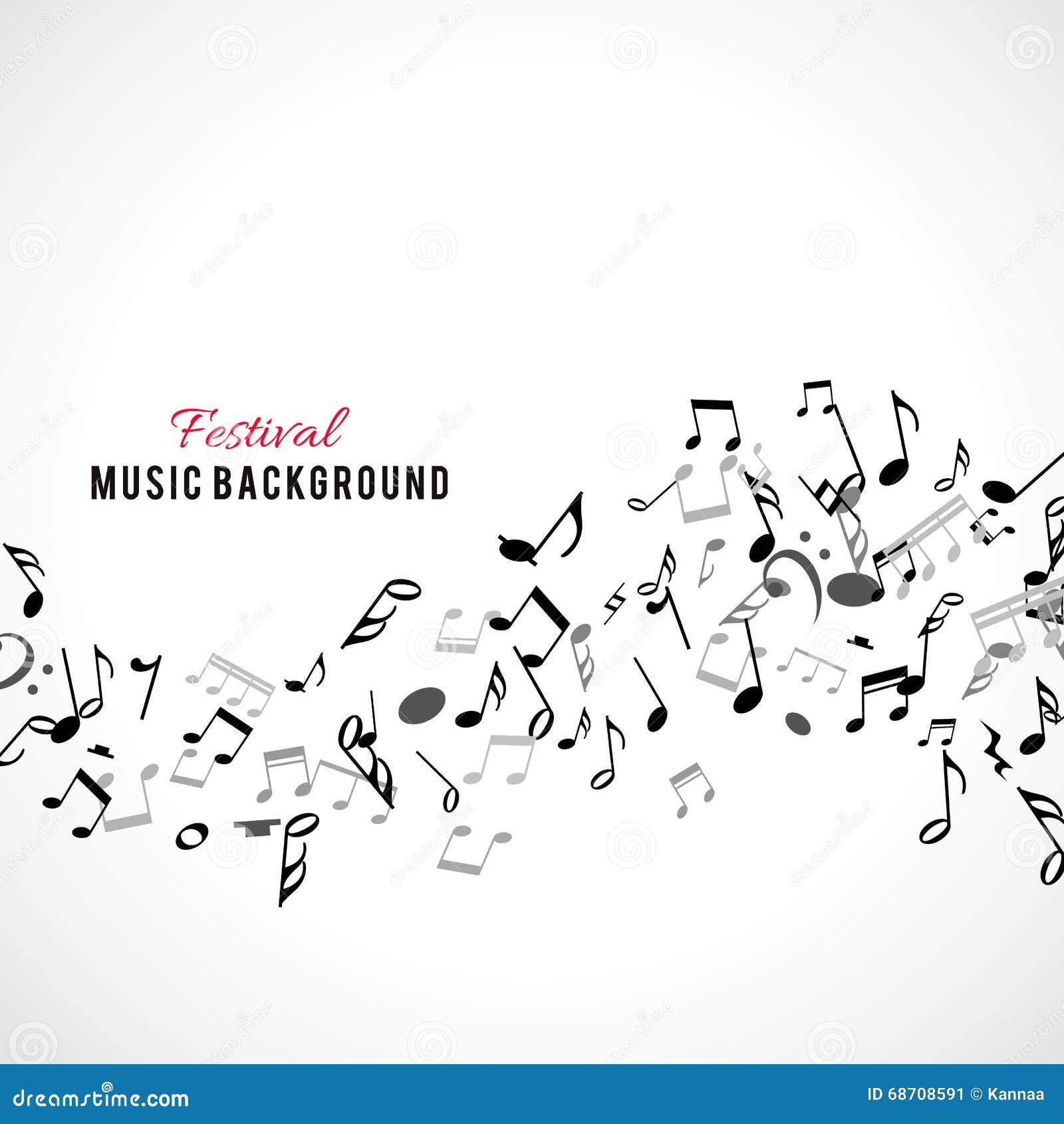 Abstract Musical Frame and Border with Black Notes on White Background ...