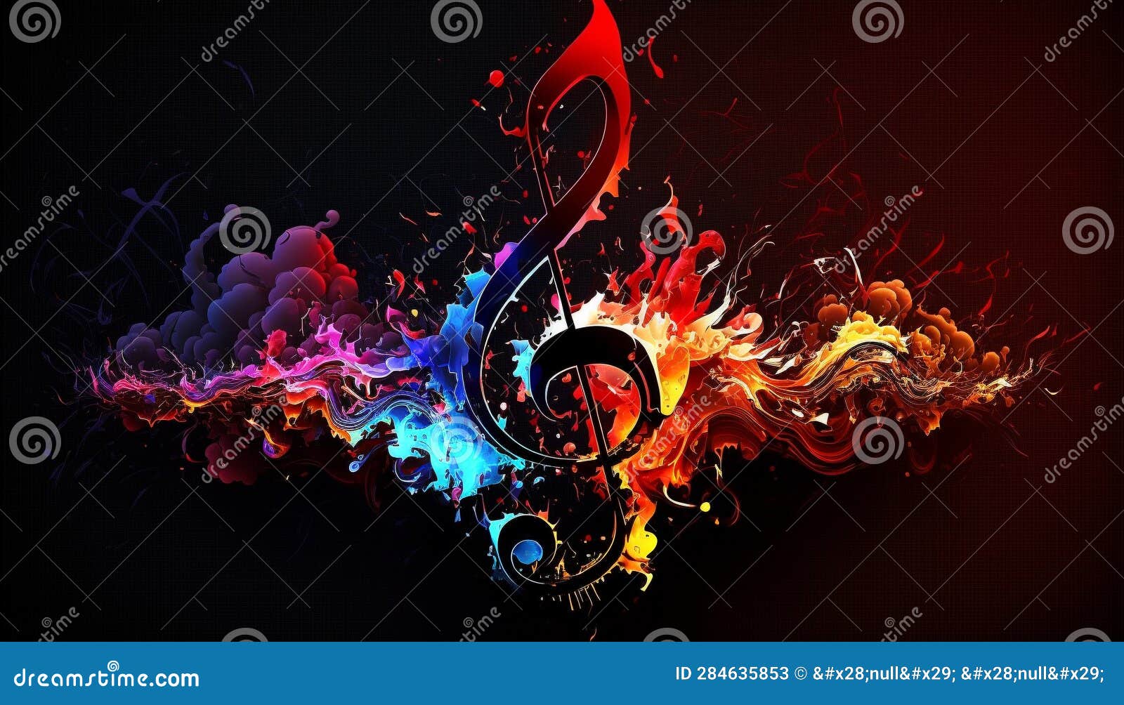 Abstract Musical Note Symbol Painting, Dark Background. Generative AI ...