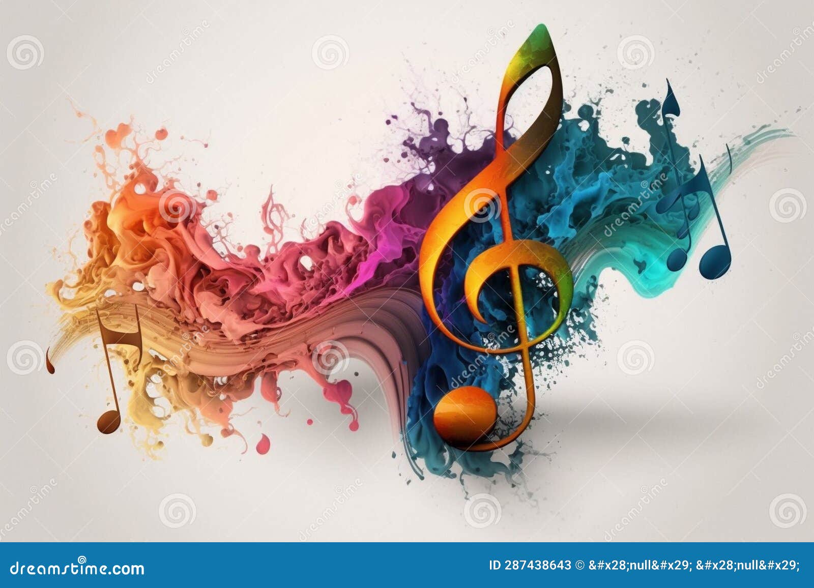 Abstract Musical Note Symbol Painting,white Background. Generative AI ...