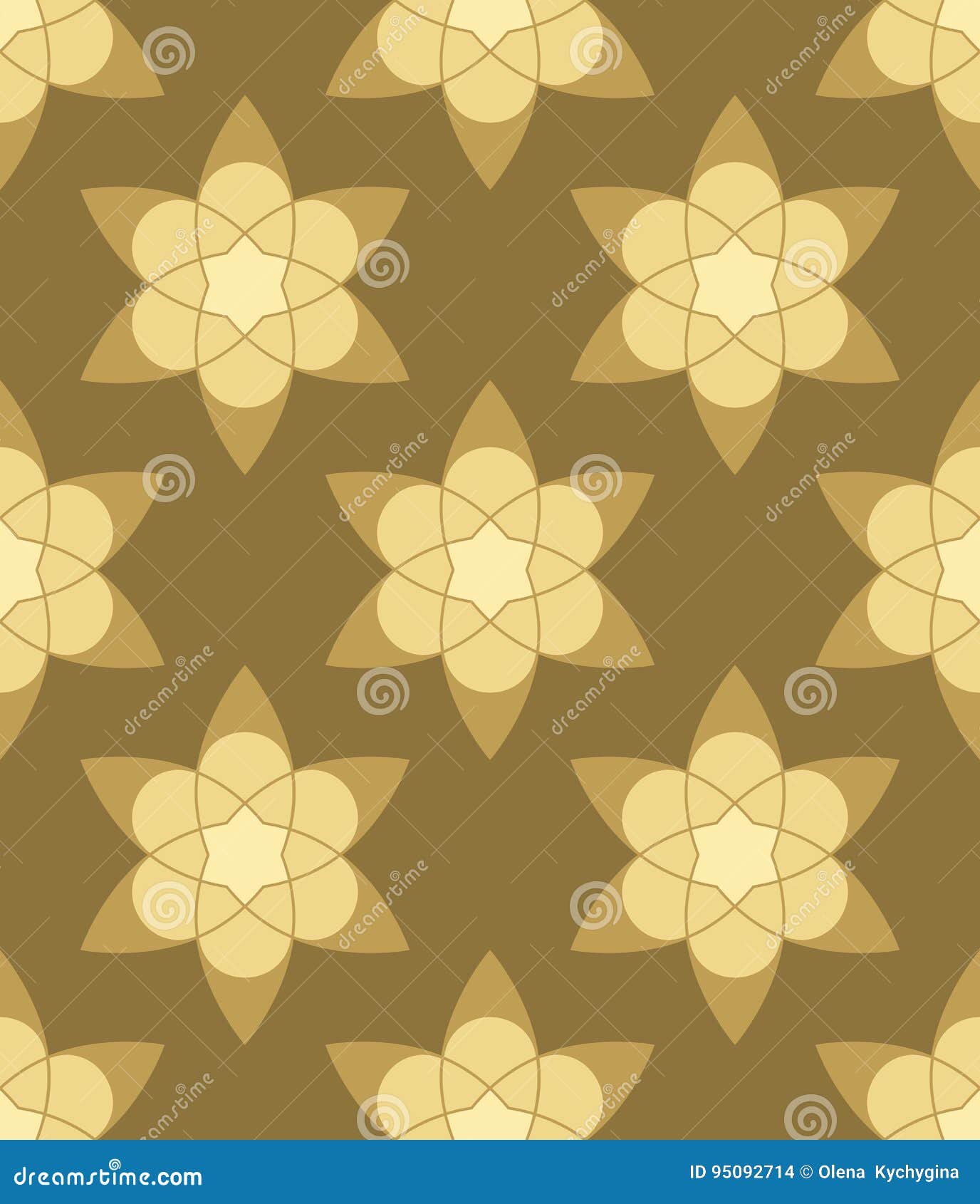 Abstract Muslim Gold Flowers Seamless Pattern. Stock Illustration ...