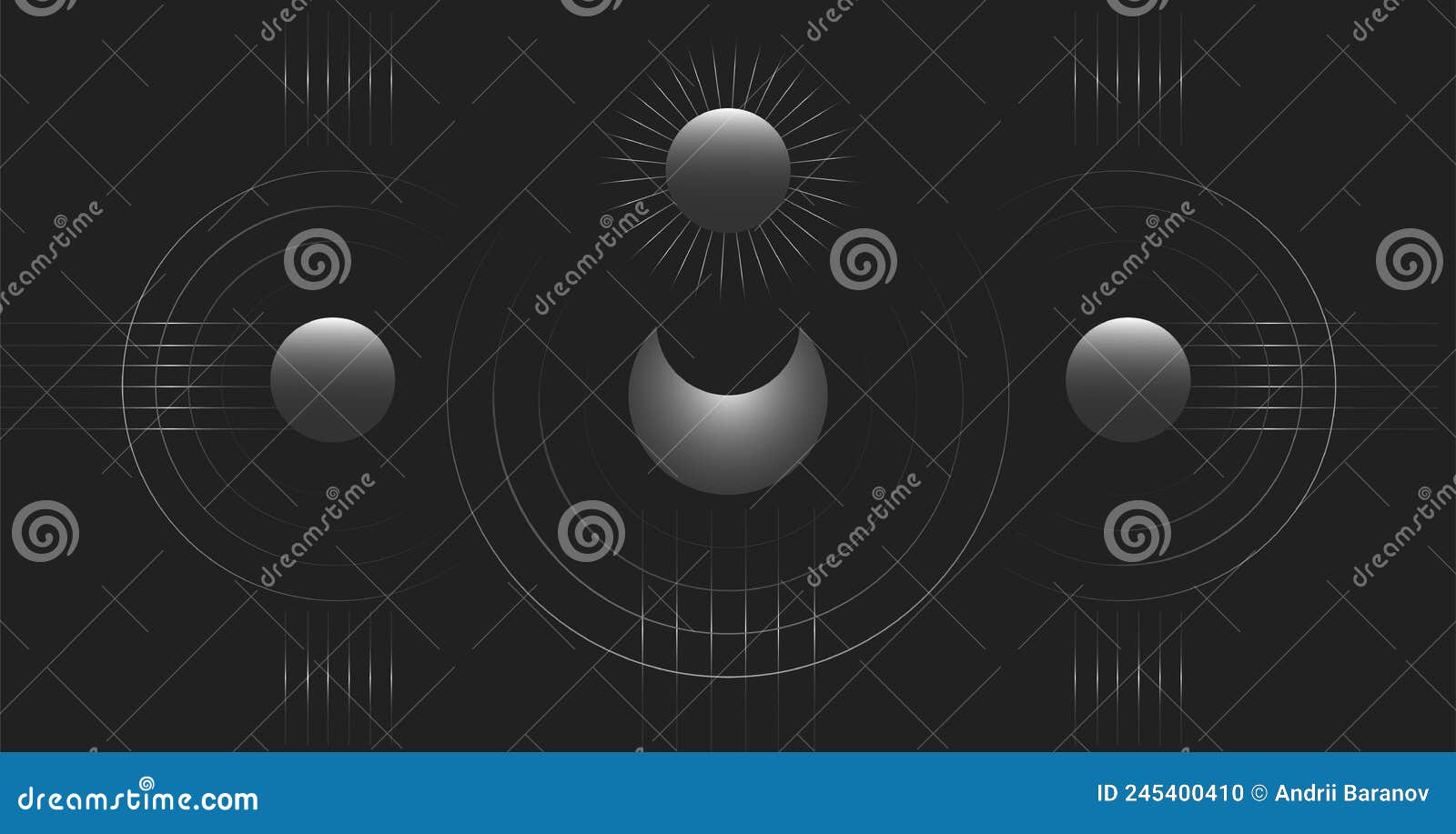 Abstract Mystical Shapes on a Black Background. Esoteric Symbols ...