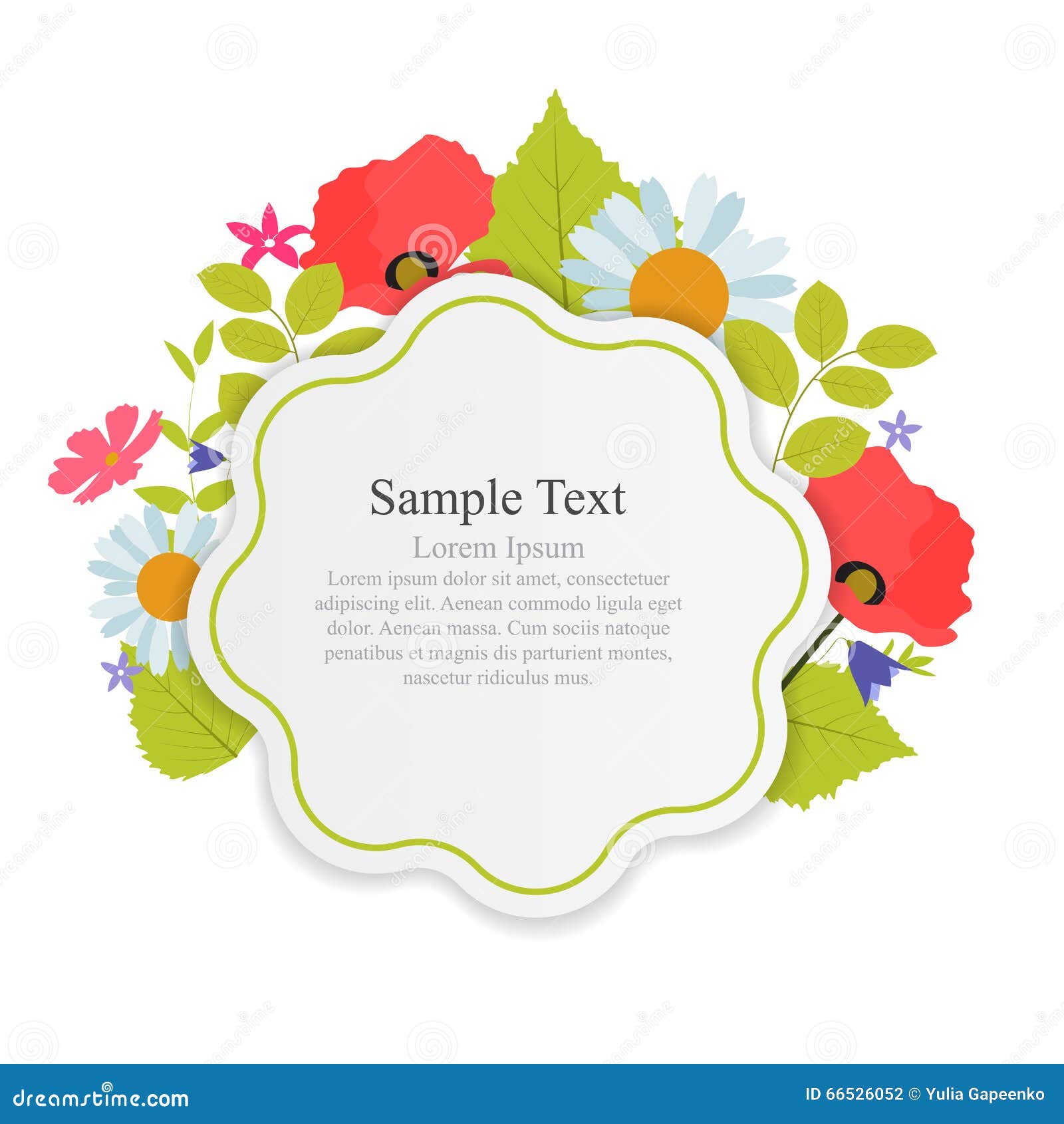 Abstract Natural Frame with Flowers and Leaves Stock Vector ...