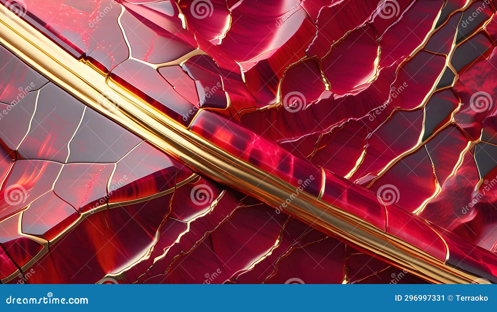 Abstract Natural Ruby Texture with Dark Veins with Gold Stock ...
