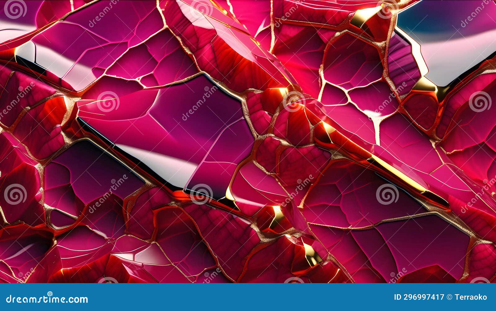 Abstract Natural Ruby Texture with Dark Veins with Gold Stock ...