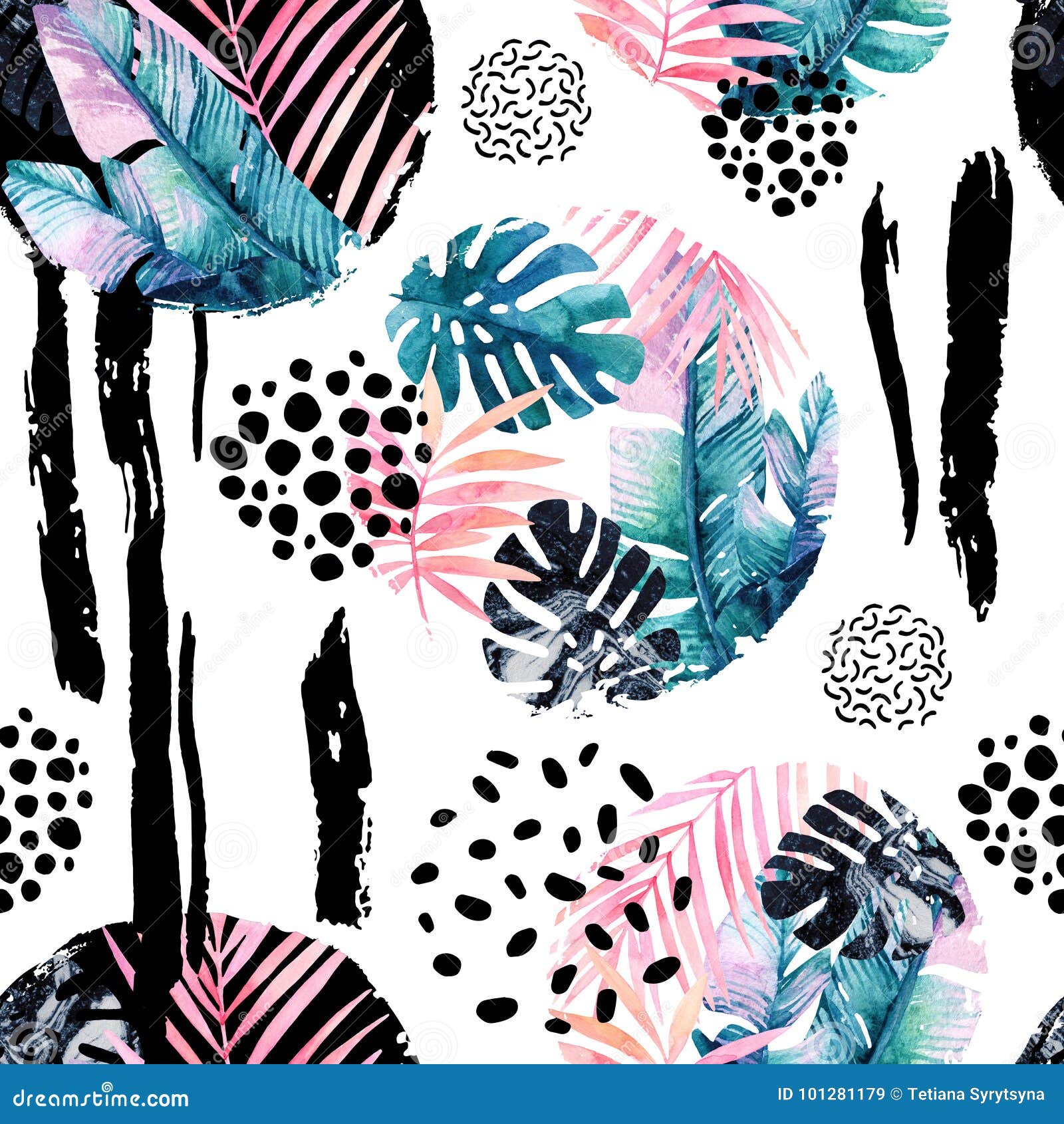 Abstract Natural Seamless Pattern Inspired by Memphis Style. Stock ...