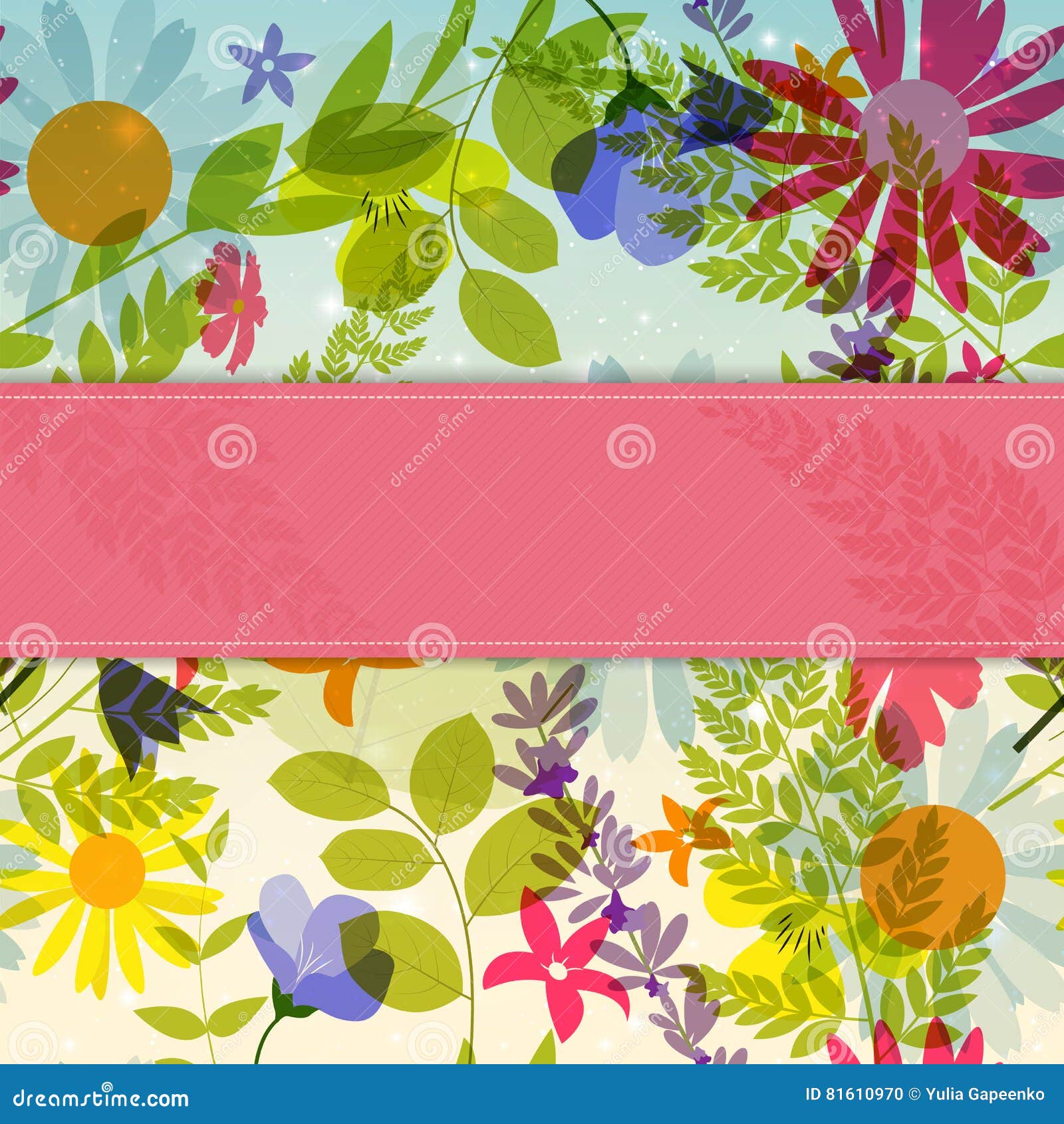 Abstract Natural Spring Background with Flowers and Leaves. Vector ...