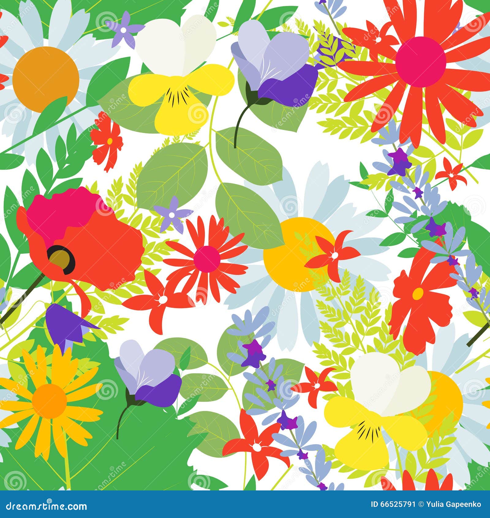 Abstract Natural Spring Seamless Pattern Background with Flowers Stock ...