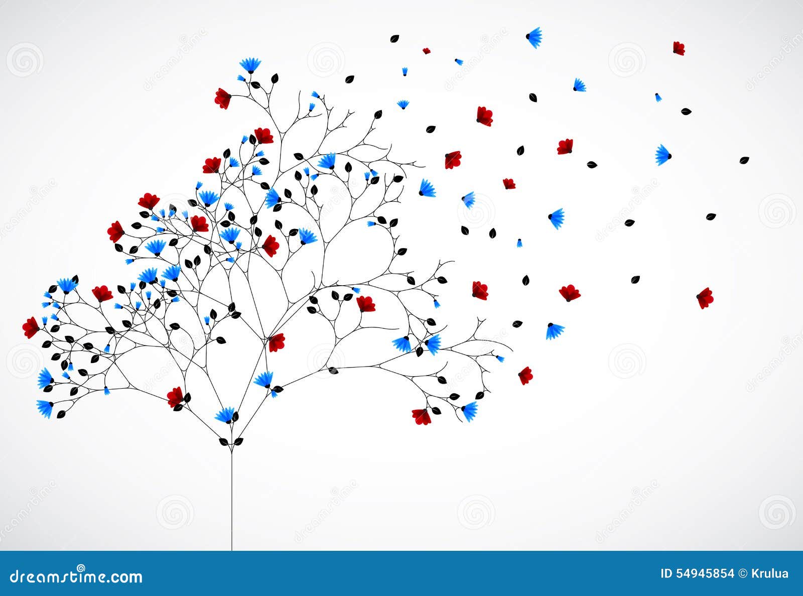 Abstract Nature Background with Red and Blue Flowers. Stock Vector ...