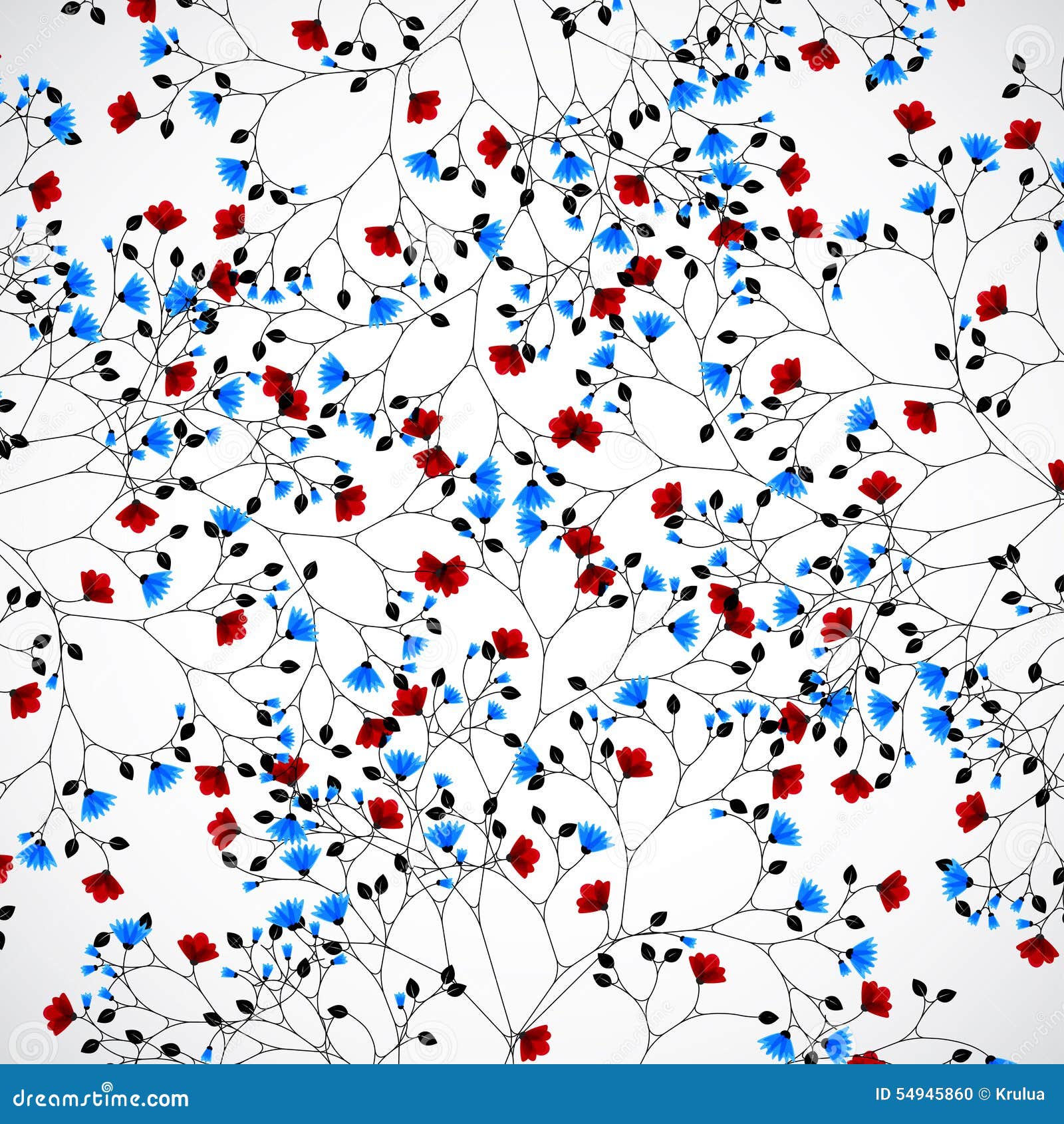 Abstract Nature Background with Red and Blue Flowers. Stock Vector ...