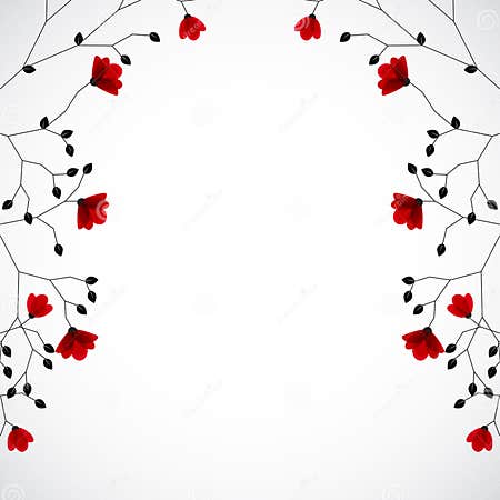 Abstract Nature Background with Red Flowers. Vector Stock Vector ...