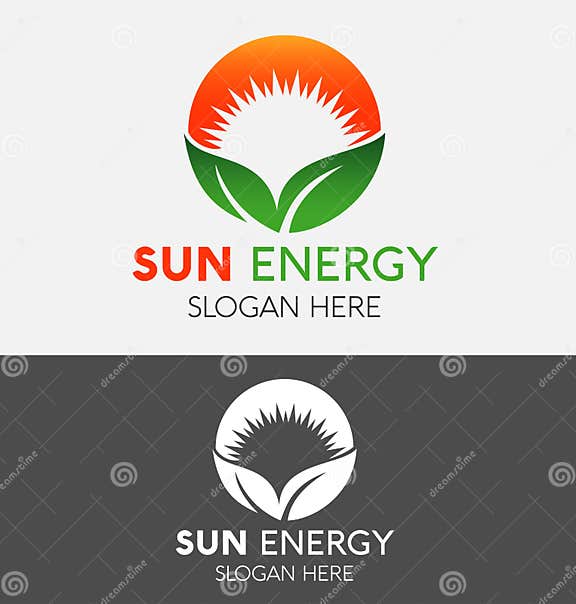 Abstract Nature Eco Green Leaf & Sun Logo Stock Vector - Illustration ...