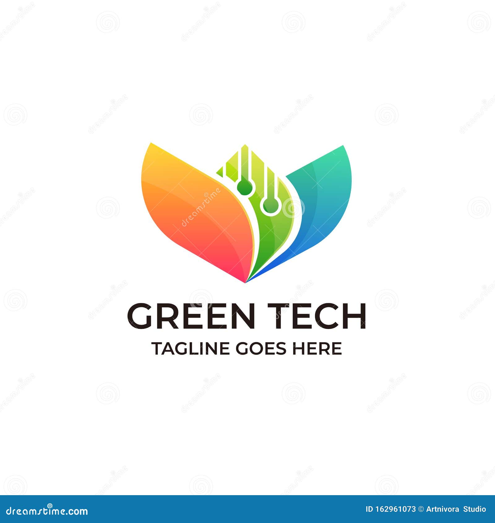 Abstract Nature Green Tech Concept Illustration Vector Template Stock ...