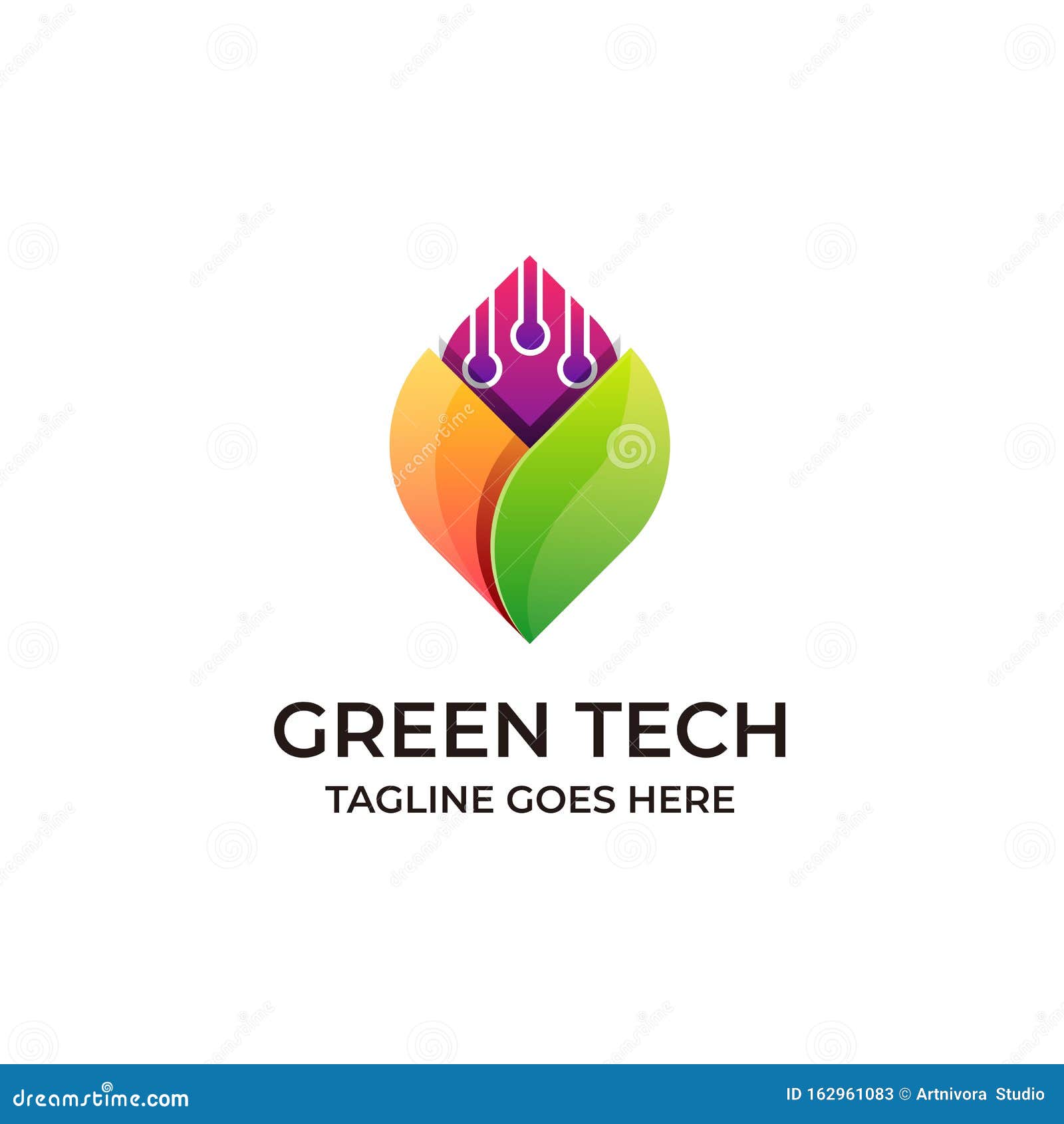 Abstract Nature Green Tech Concept Illustration Vector Template Stock ...