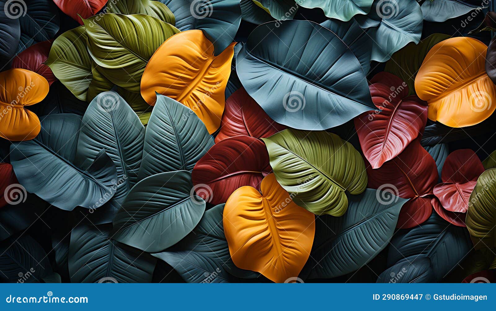 Abstract Nature Illustration Vibrant Multi Colored Leaf Decoration on ...