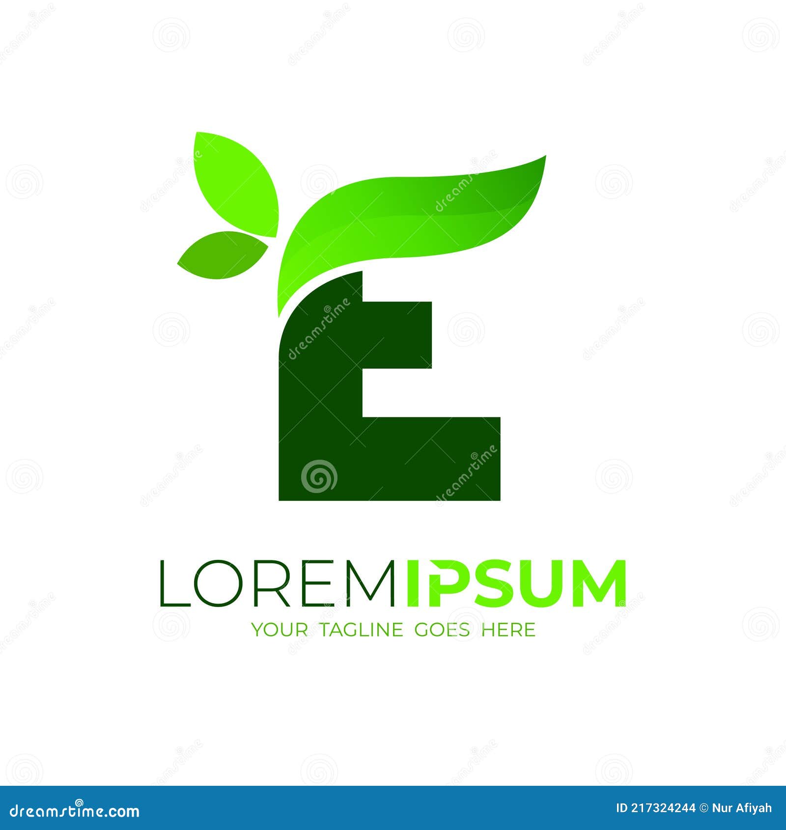 Abstract Nature Logo with Letter E Design, Green Logos Stock Vector ...