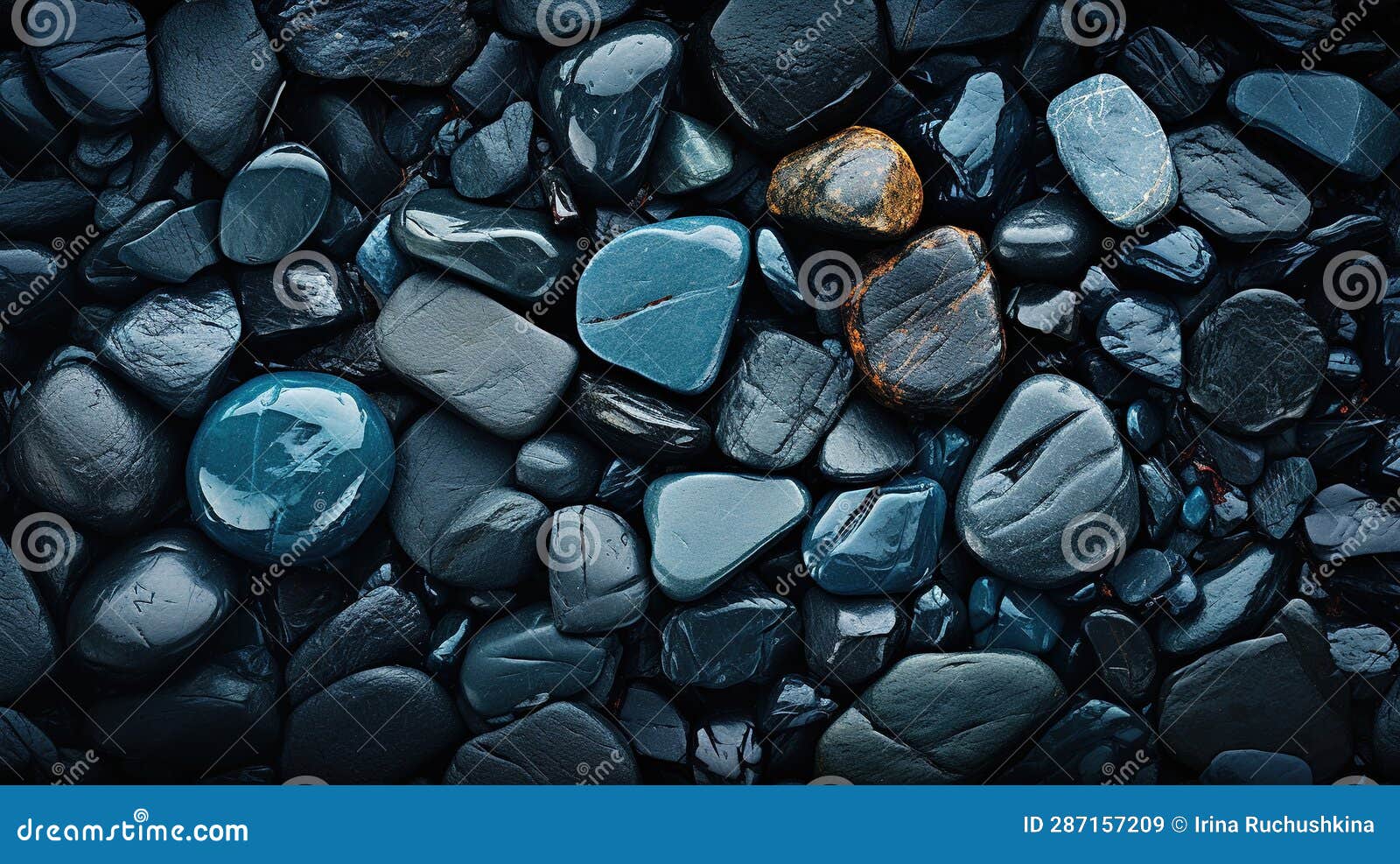 Abstract Nature Pebbles Background. Blue Pebble Texture. Stone ...