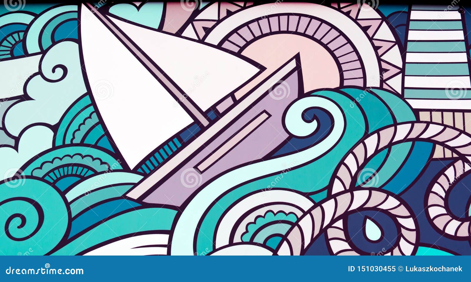 Abstract Nautical Wall Art - Minimalist Graffiti Stock Image - Image of ...