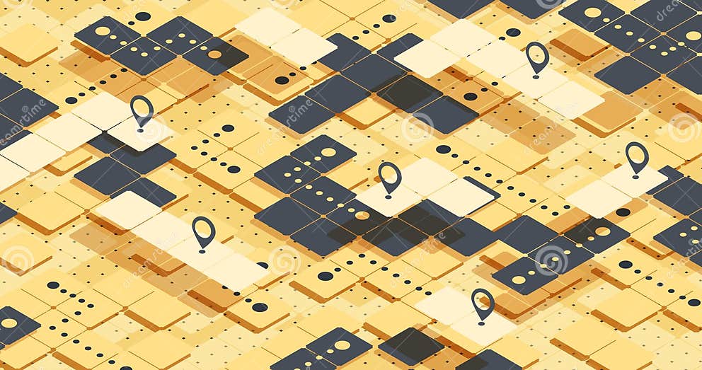Abstract Navigation Plan Highlights Points of Interesting on Squares ...