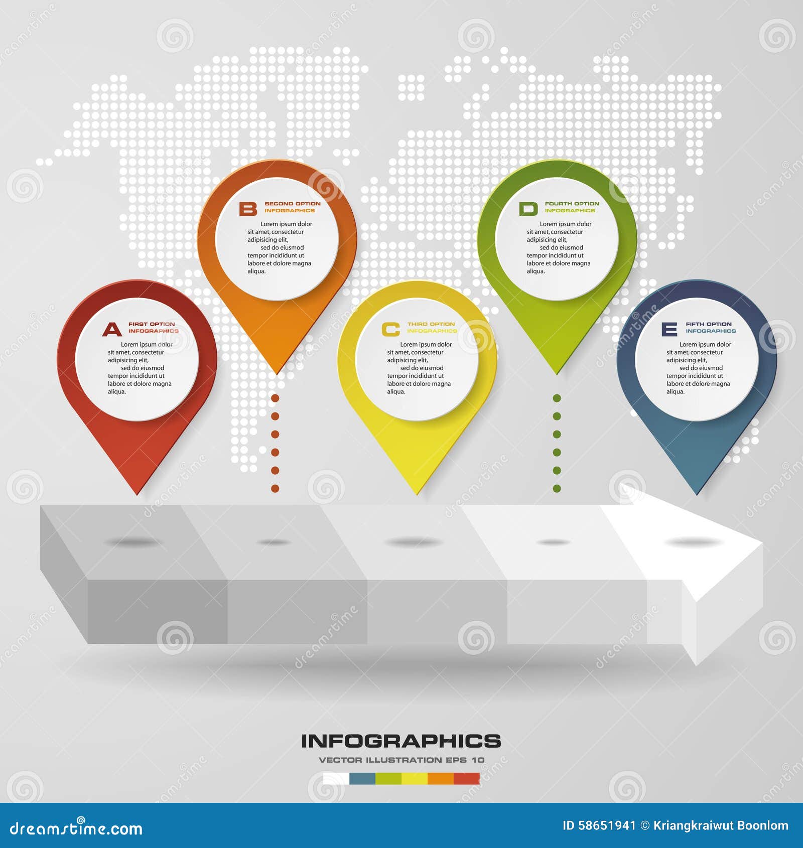 Navigation Map 5 Steps Timeline Infographic Concepts. 5 Winding Cartoon ...