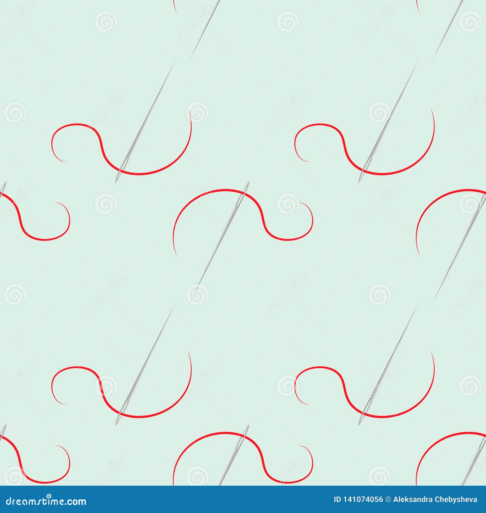 Abstract Needle with Red Thread a Seamless Pattern Stock Illustration ...