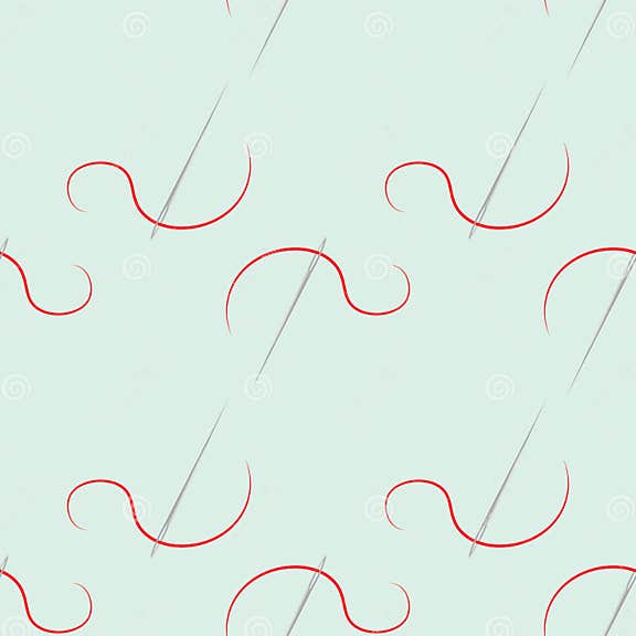 Abstract Needle with Red Thread a Seamless Pattern Stock Illustration ...