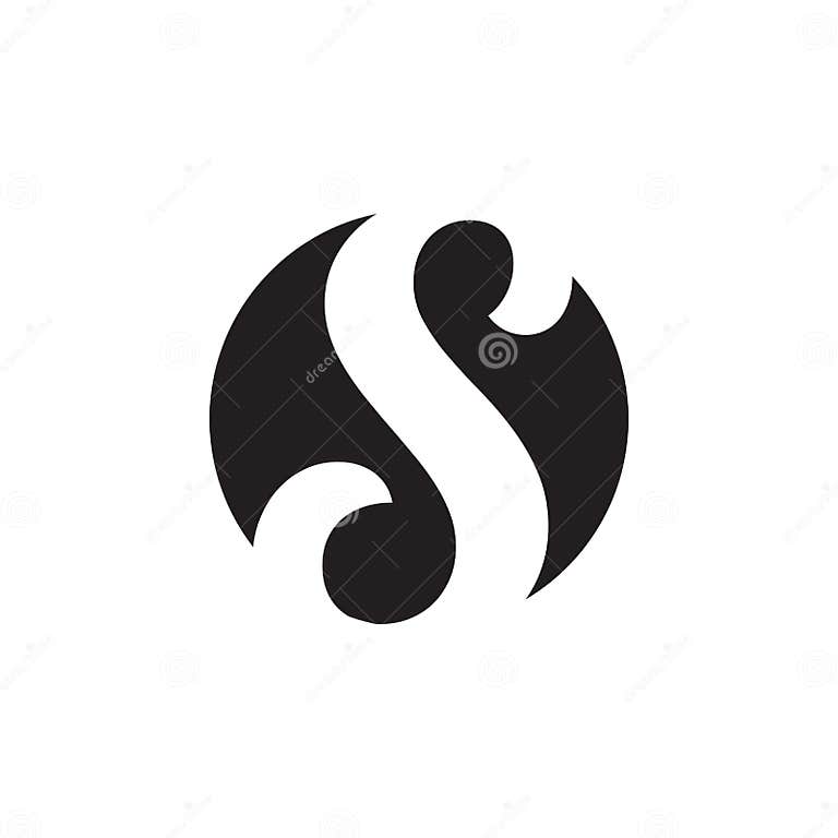 Abstract Negative Space Circle S Script Vector Concept Stock Vector ...