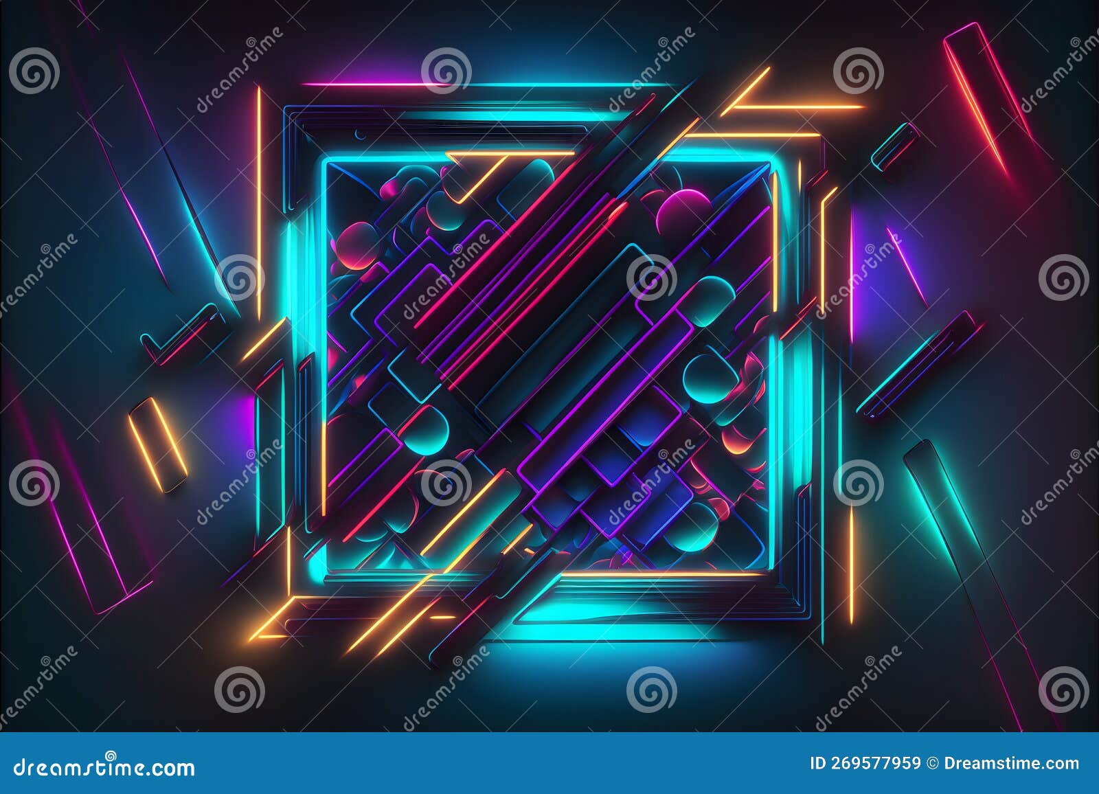 Abstract Neon Art on Black Background, Neural Network Generated Art ...