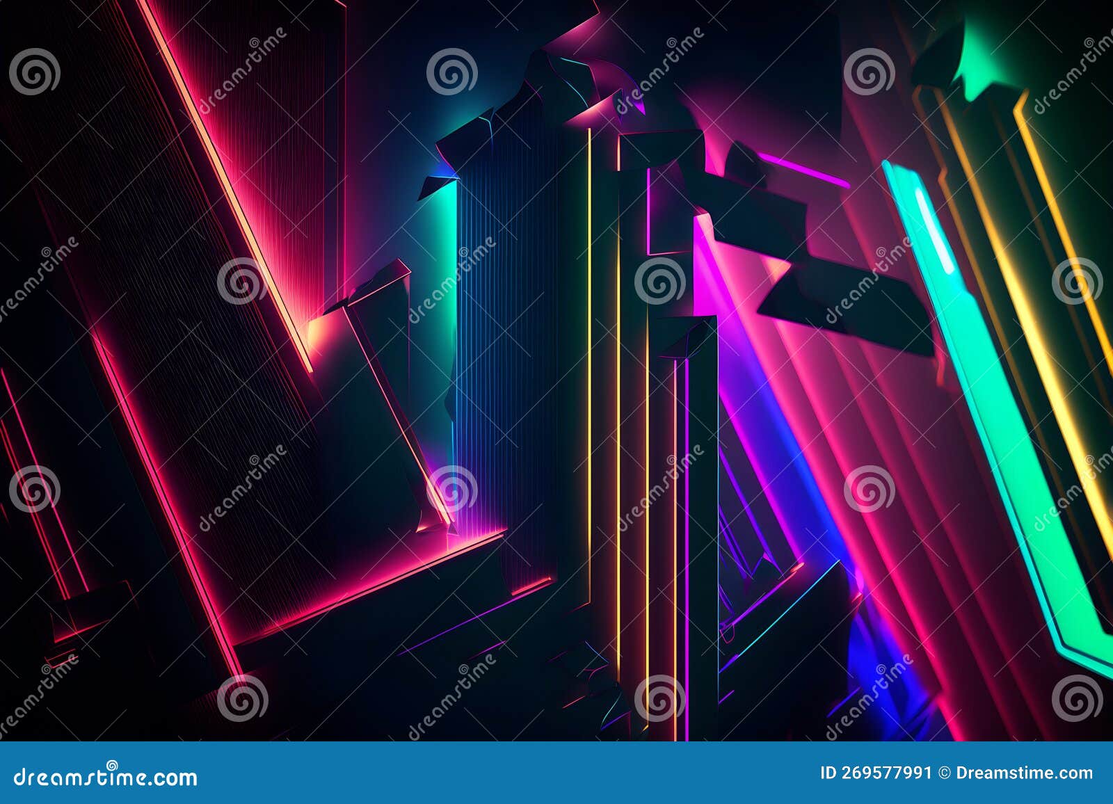 Abstract Neon Art on Black Background, Neural Network Generated Art ...
